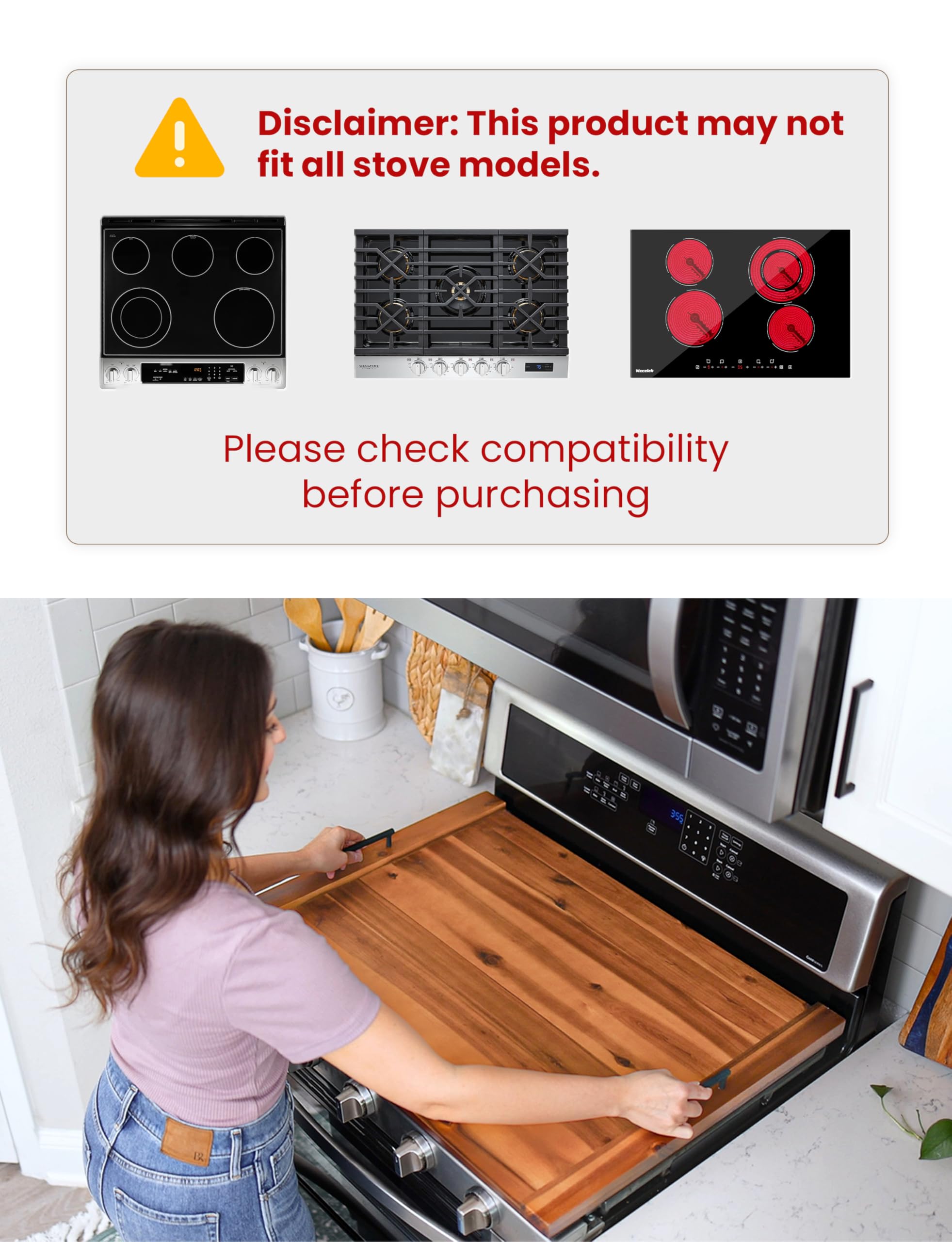 Snapklik.com : TIDITA Acacia Wood Stove Top Covers For Electric Stove ...