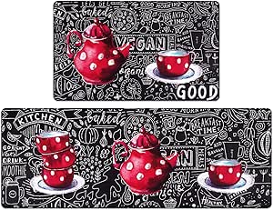 Amazon.com: ASPMIZ Coffee Kitchen Mat 2 PCS, Cushioned Anti-Fatigue ...