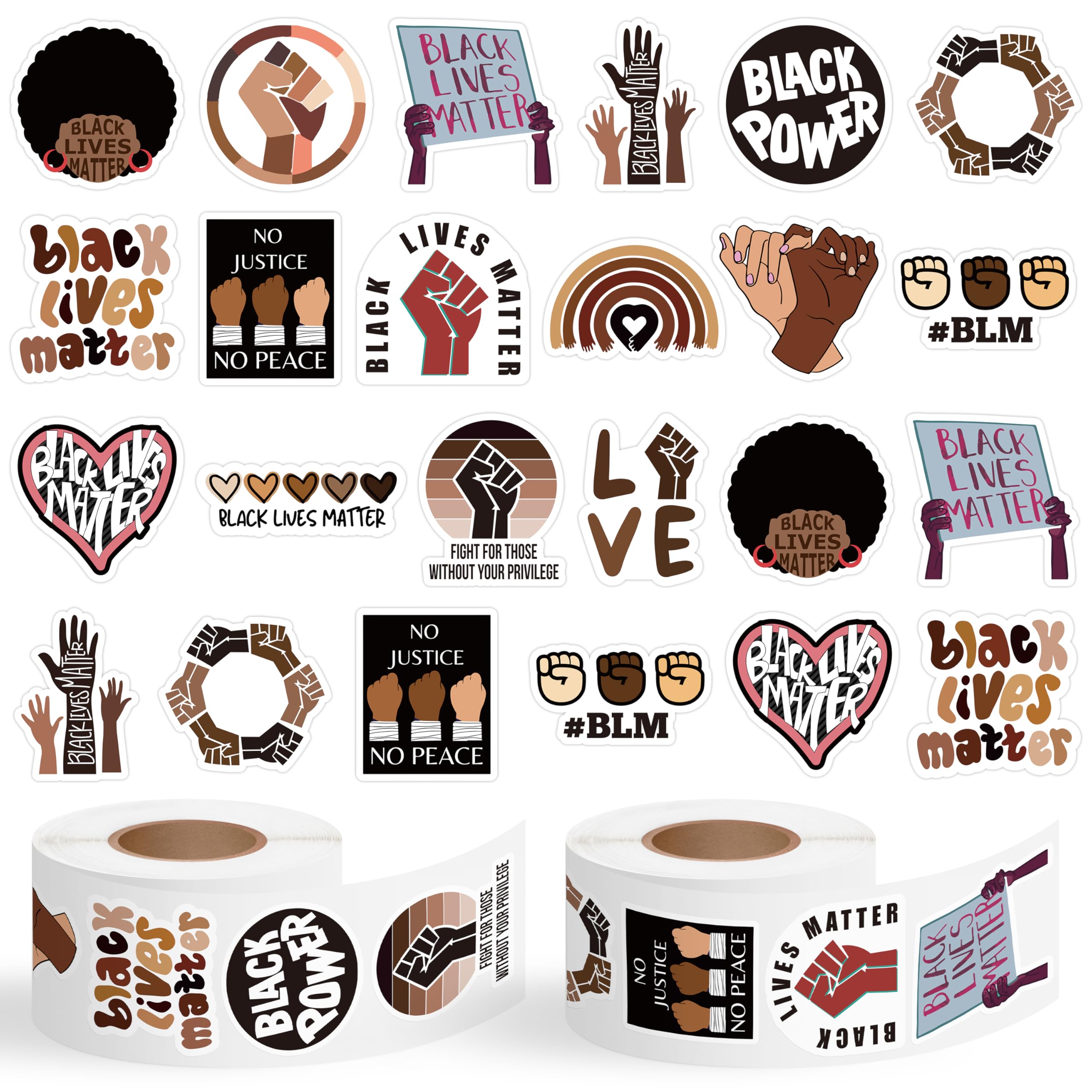 Amazon.com: OSNIE Black Right Stickers Roll - 1000Pcs Black Lives ...