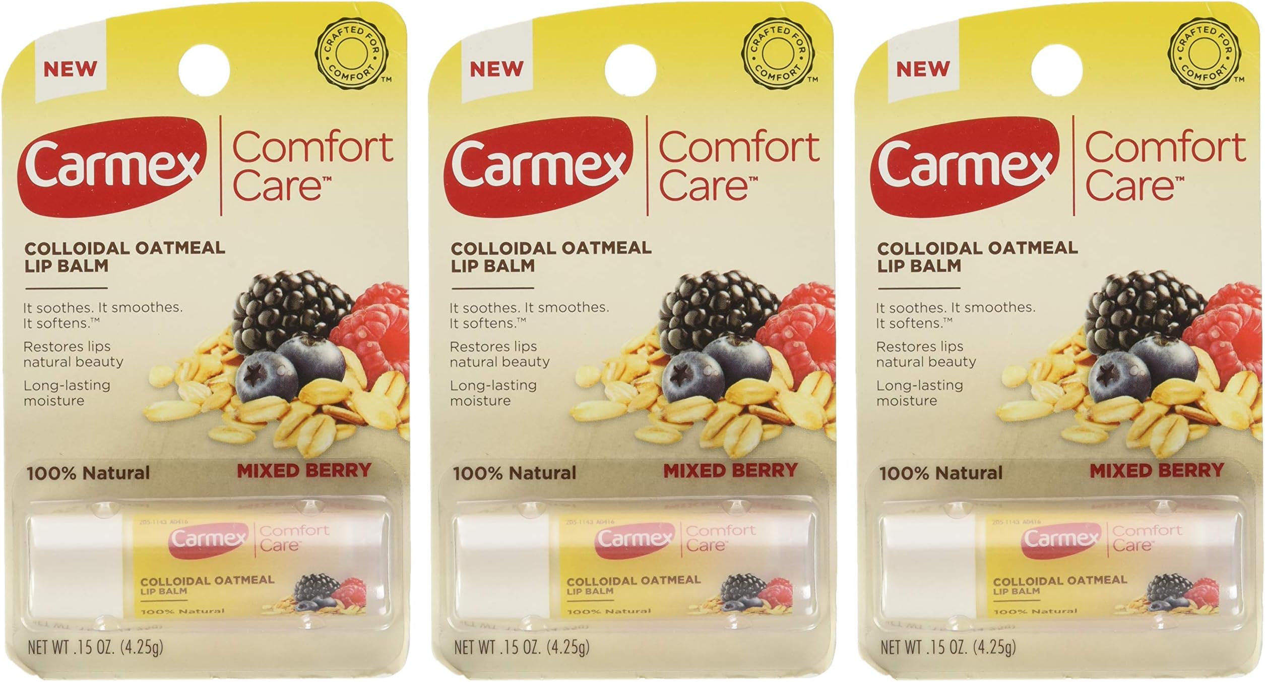 Amazon.com: Carmex Comfort Care Colloidal Oatmeal Lip Balm, Mixed Berry ...