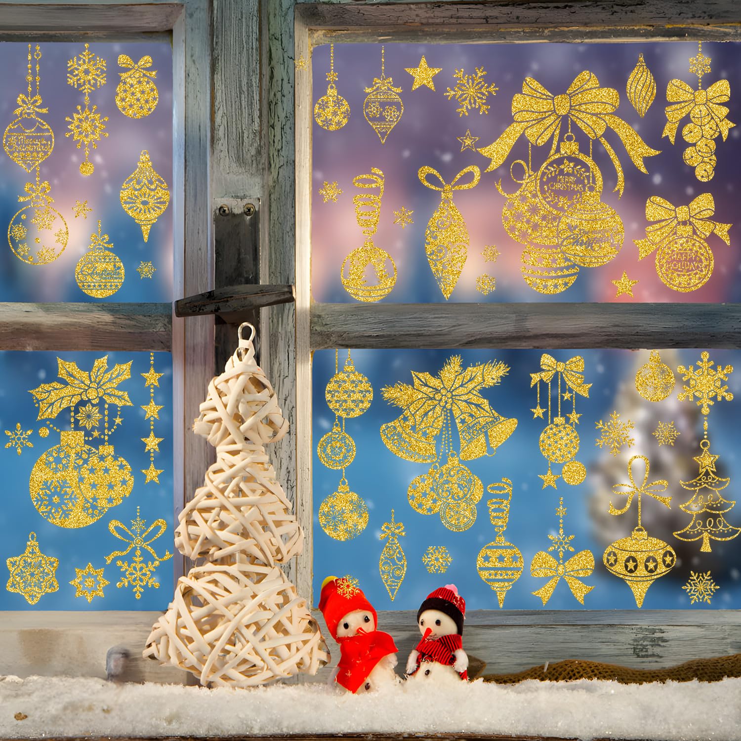 Amazon.com: Christmas Windows Clings for Glass Windows Snowflake Window ...