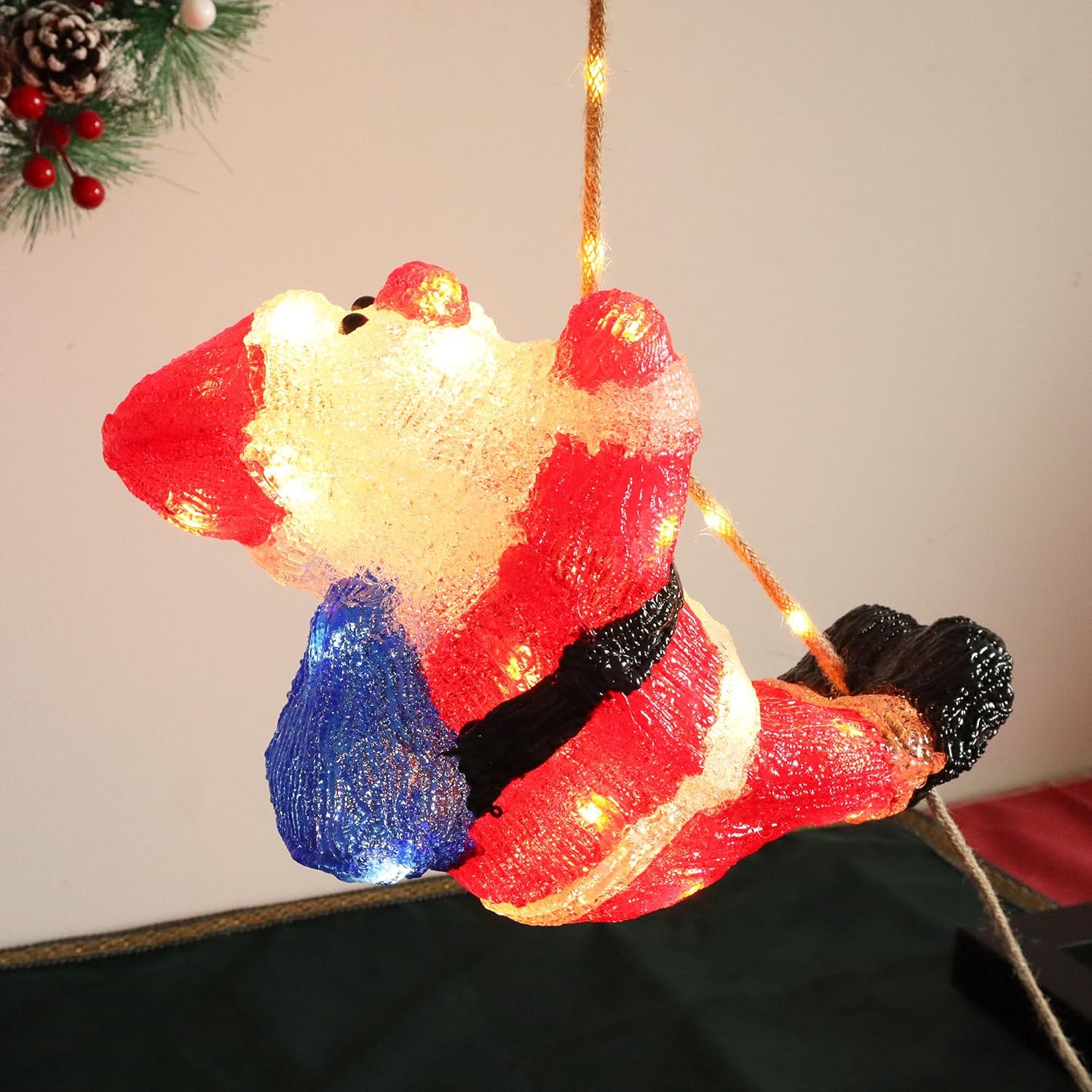 Amazon.com: ILUMDANZA Acrylic Climbing Santa Claus with 52 Led Warm ...