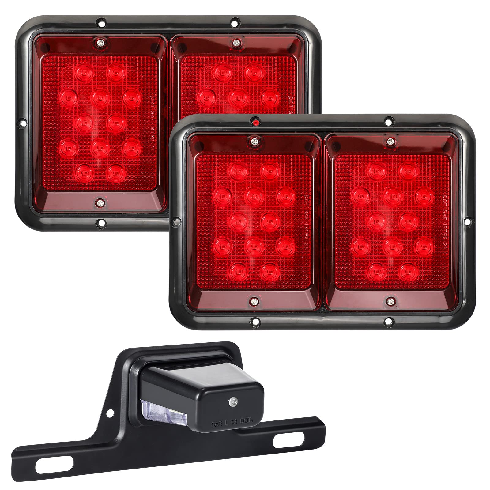 Amazon.com: Partsam 2Pcs Double LED Trailer Tail Lights 24 LEDs Surface ...