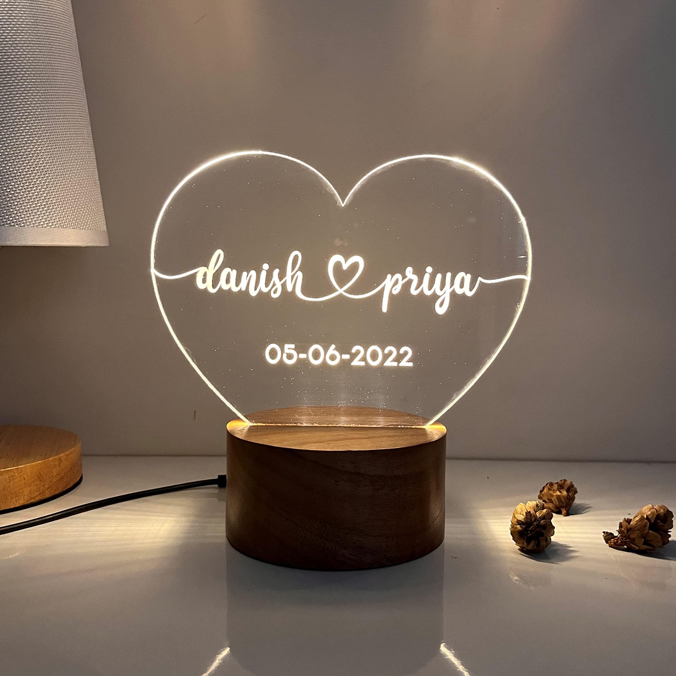 Buy WOWOOD Anniversary Gift for Couple Wedding Gift Lamp Love Night ...