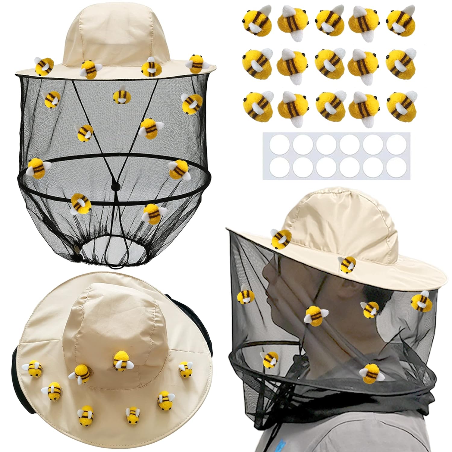 Amazon.com: 54Pcs Beekeeper Set Including 2Pcs Bee Hat and Veil, 12Pcs ...