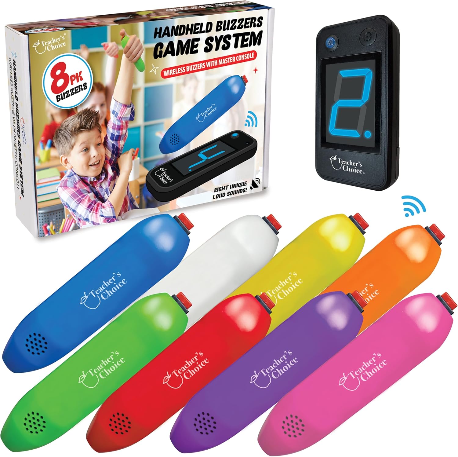 Amazon.com: Teacher's Choice 8 Player Wireless Handheld Game Buzzer ...