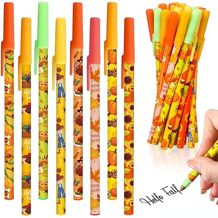 Amazon.com: Harloon 48 Pcs Thanksgiving Pens Bulk Thanksgiving Fall ...