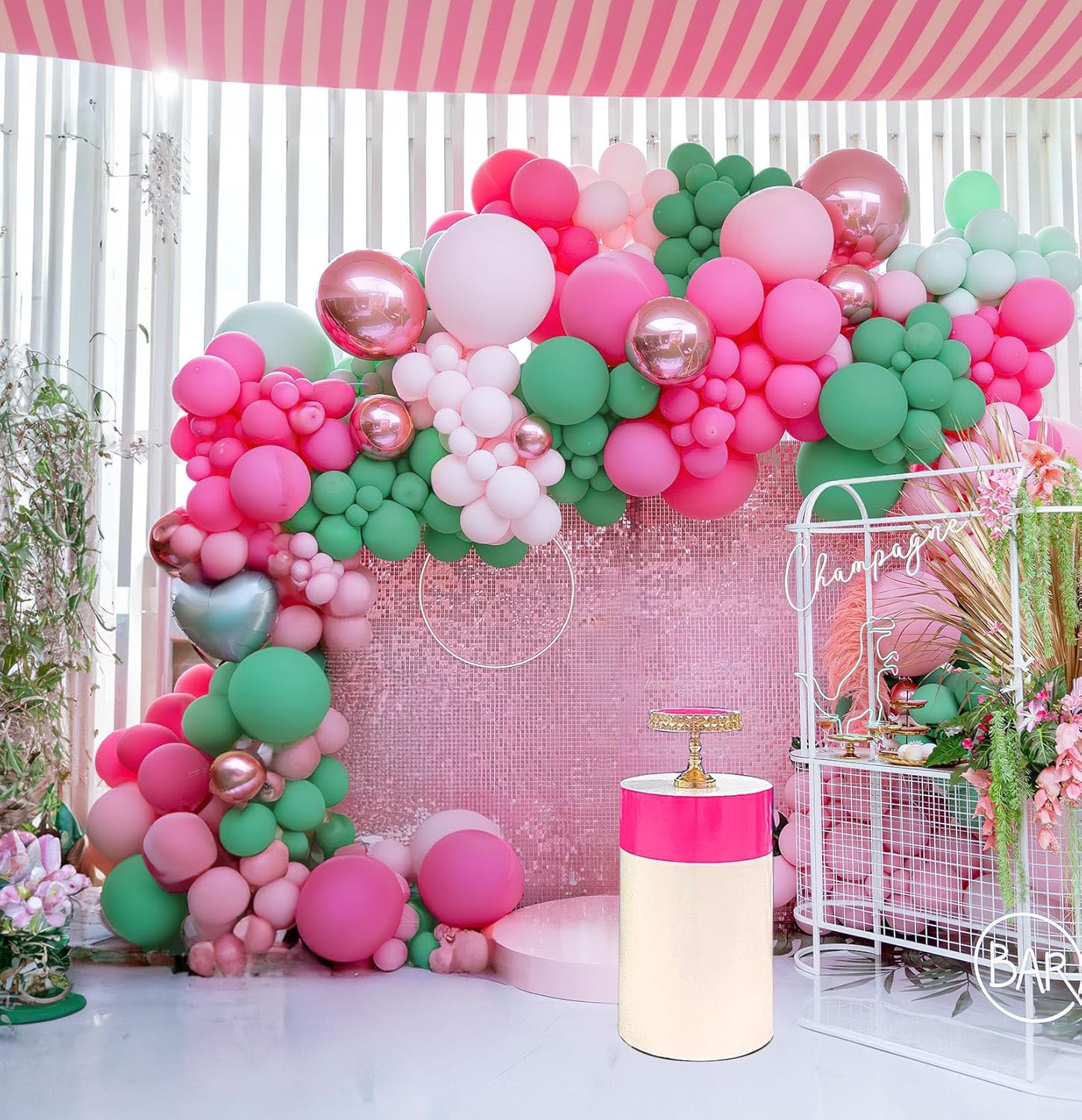 Amazon.com: Spring Pink and Green Balloon Garland Arch Kit 151 Pcs with ...