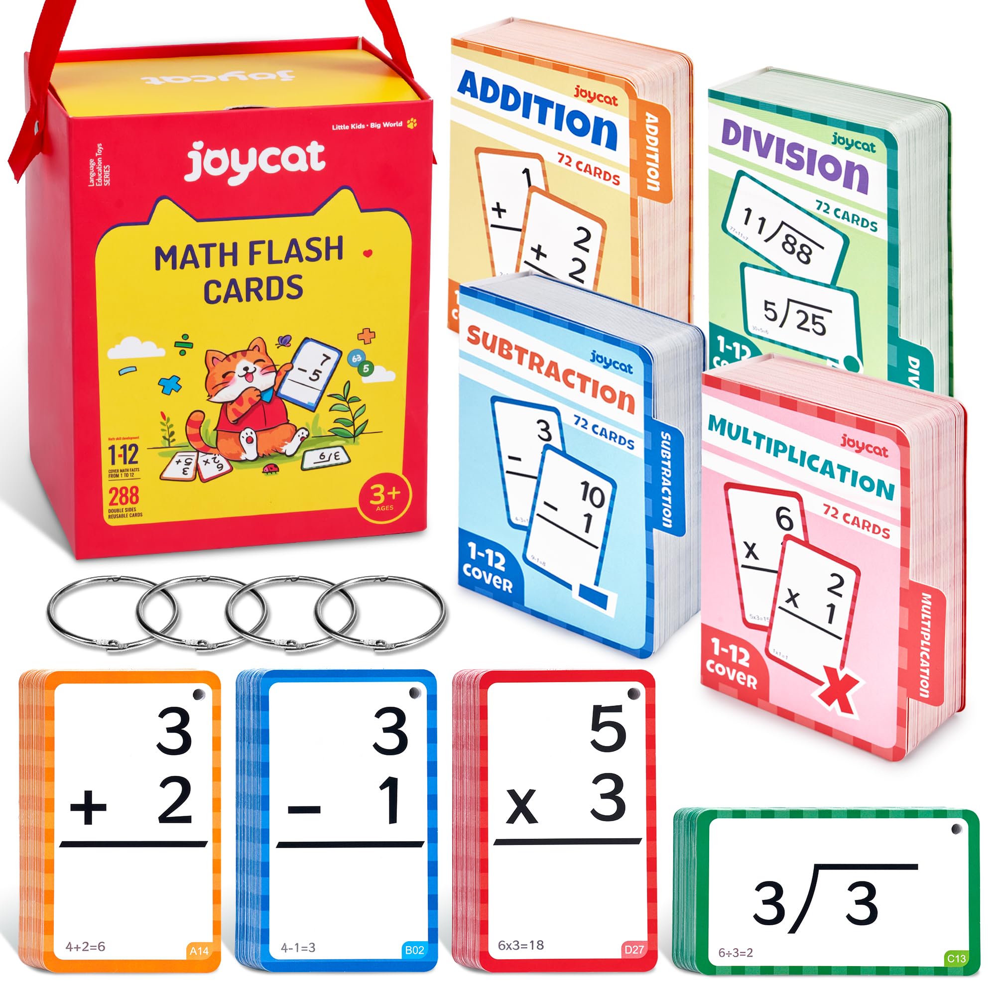 Snapklik.com : 288 Math Flash Cards Set Of 4- Multiplication, Division ...