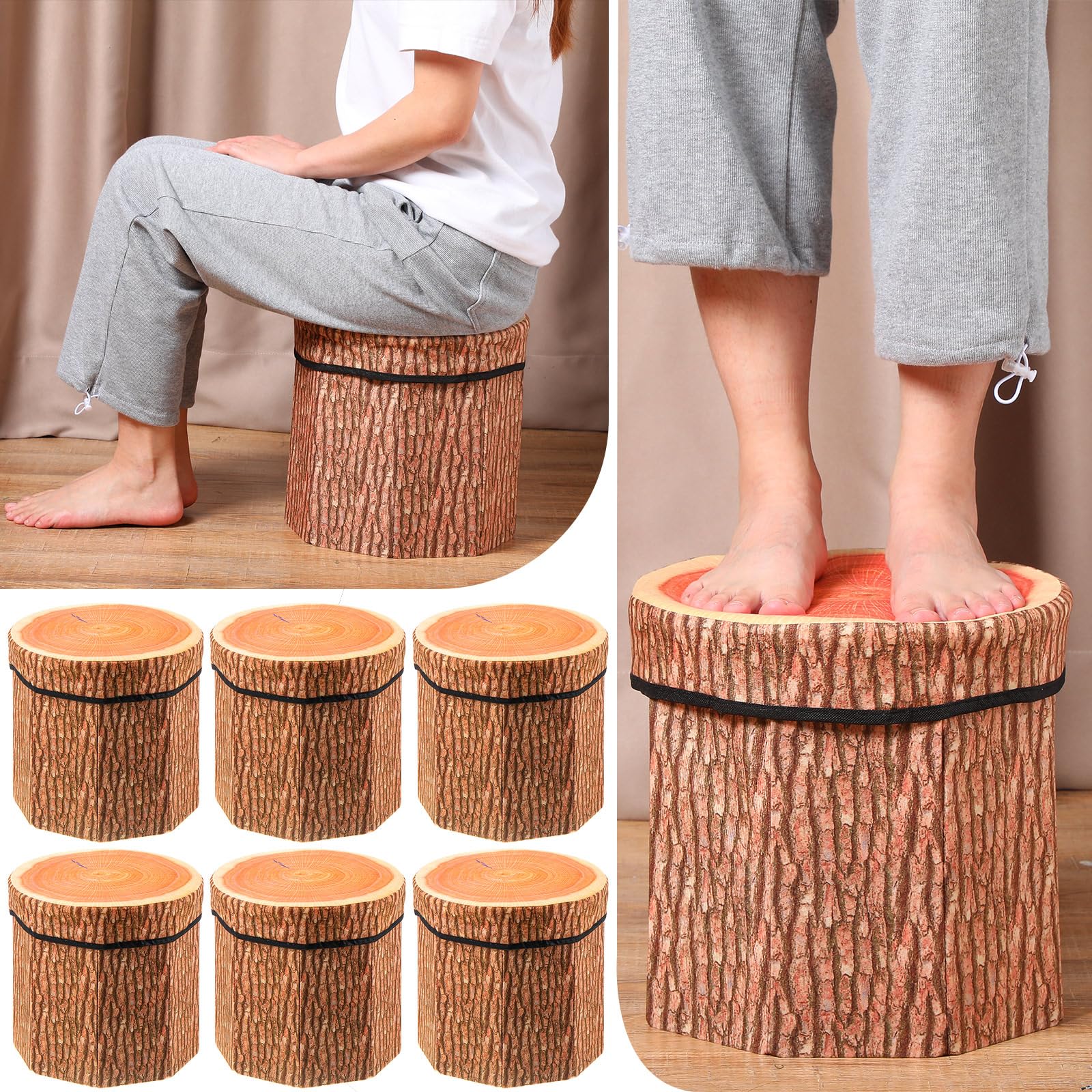 Snapklik.com : Amylove 6 Pack Tree Stump Storage Stool 12 X 12 Inch ...