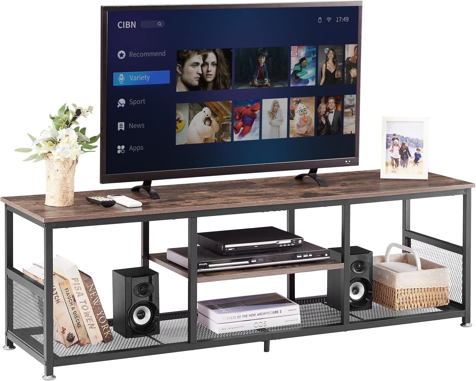 Amazon.com: VECELO TV Stands for 55 Inch,Entertainment Center/Media ...