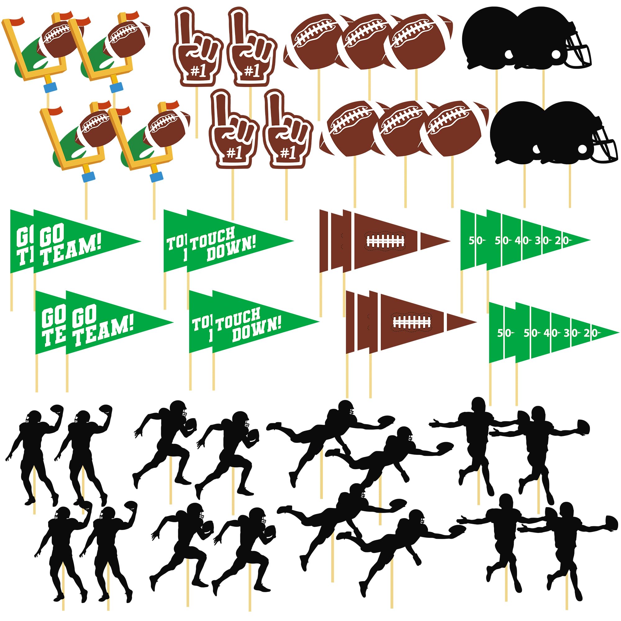 Amazon.com: 50 Pcs Football Cupcake Toppers, Disposable Football Themed ...