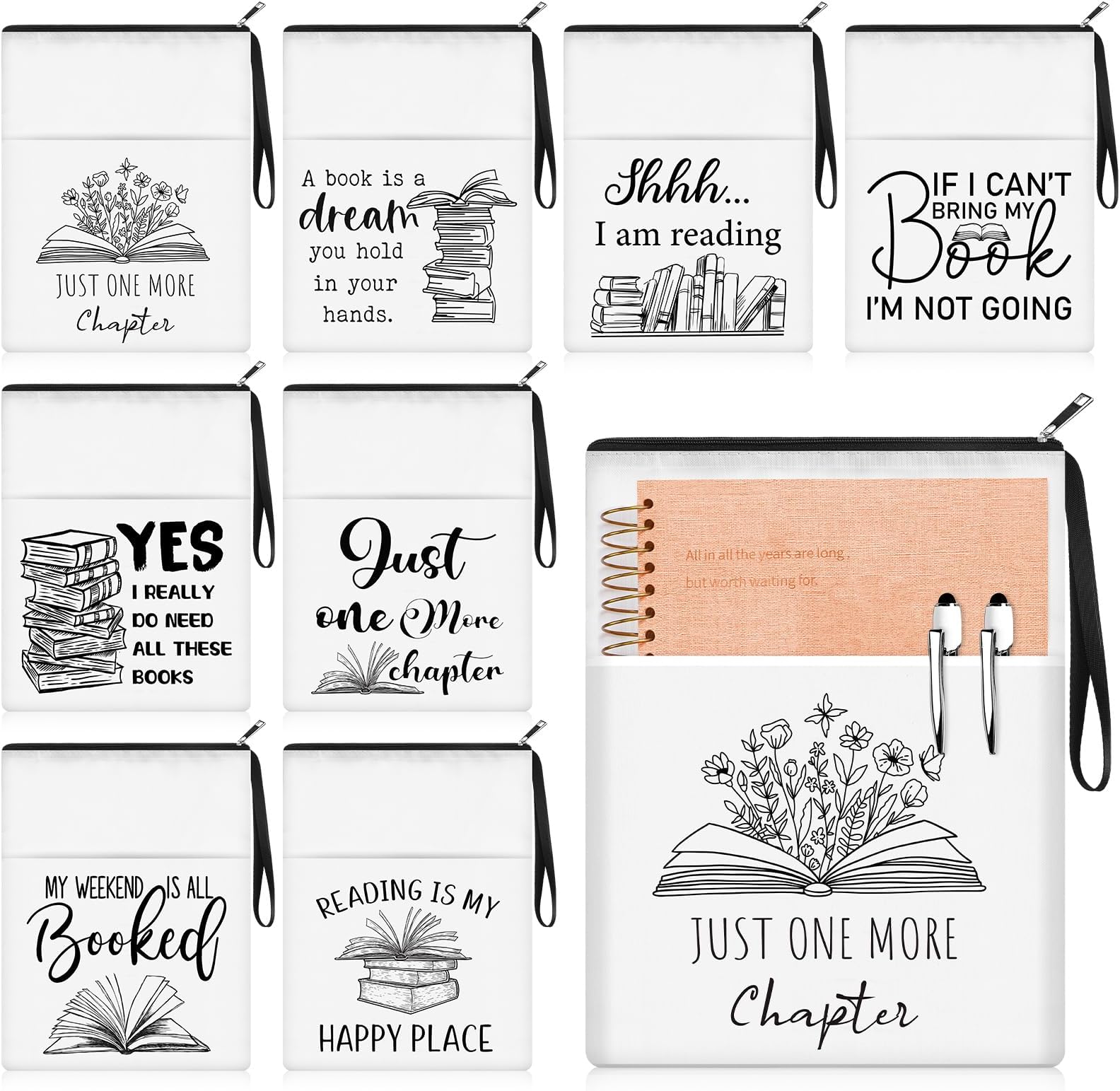 Amazon.com: Cosblank 8 Pcs Book Club Gifts Book Pouch Sleeves Bulk with ...