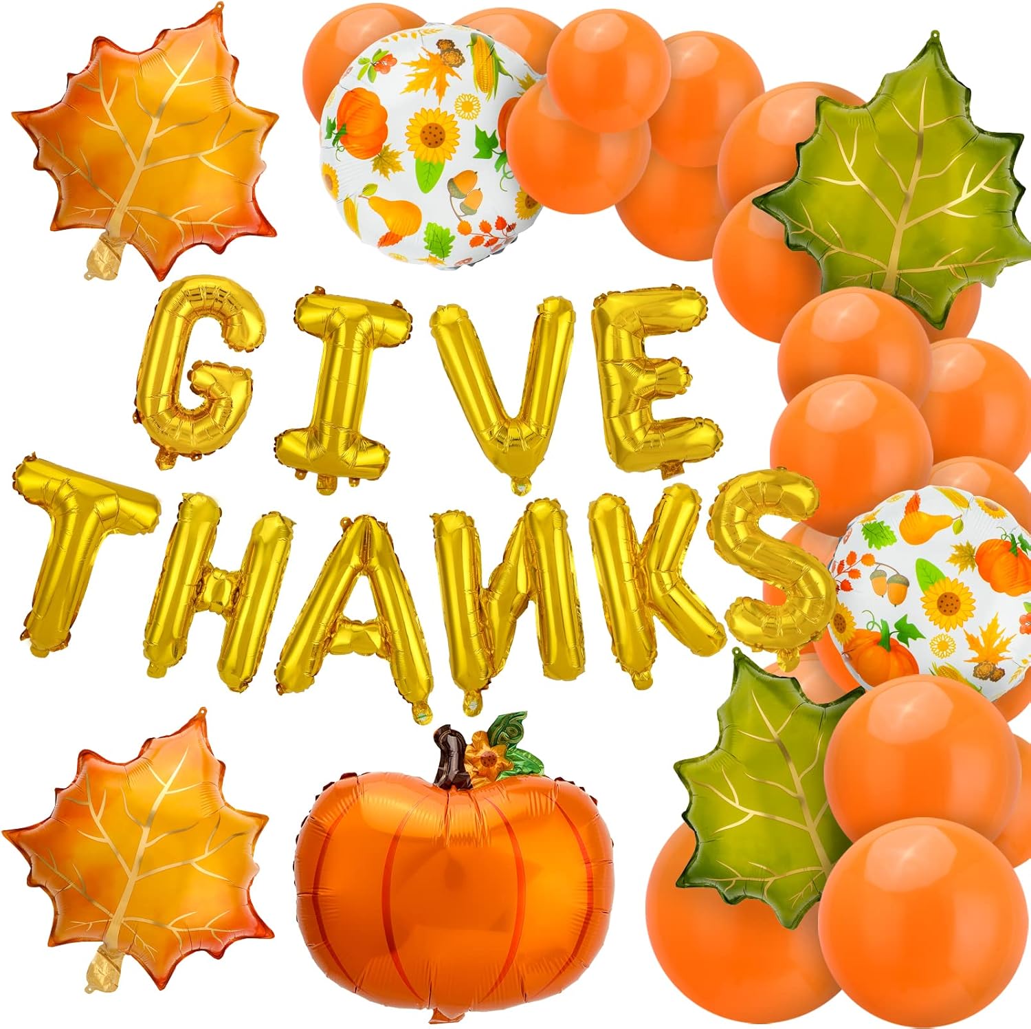 Amazon.com: OOTSR Give Thanks Theme Orange Latex Decoration Pumpkin ...