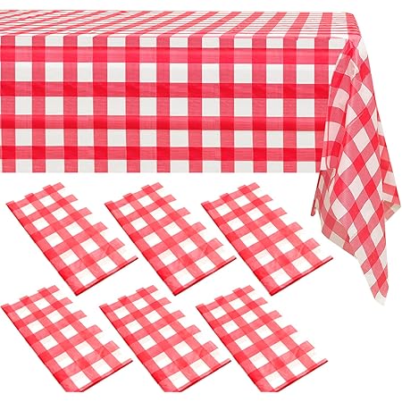 6 Packs Red Gingham Checkered Table Cloth Party | 54x108 inch | Red ...