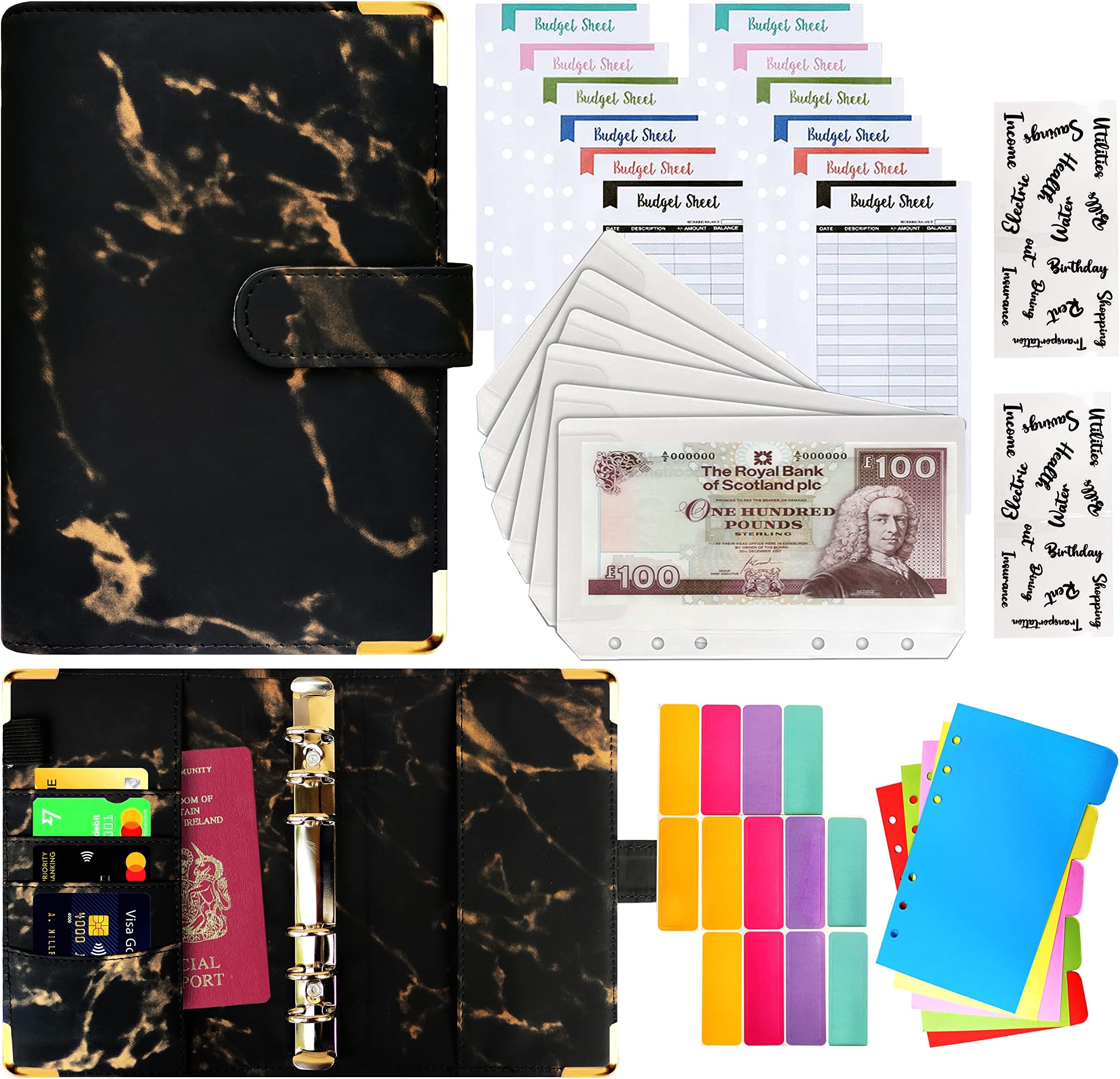 Kraftstack Budget Binder Money Saving Wallet - 28Pcs A6 Ring Binder ...