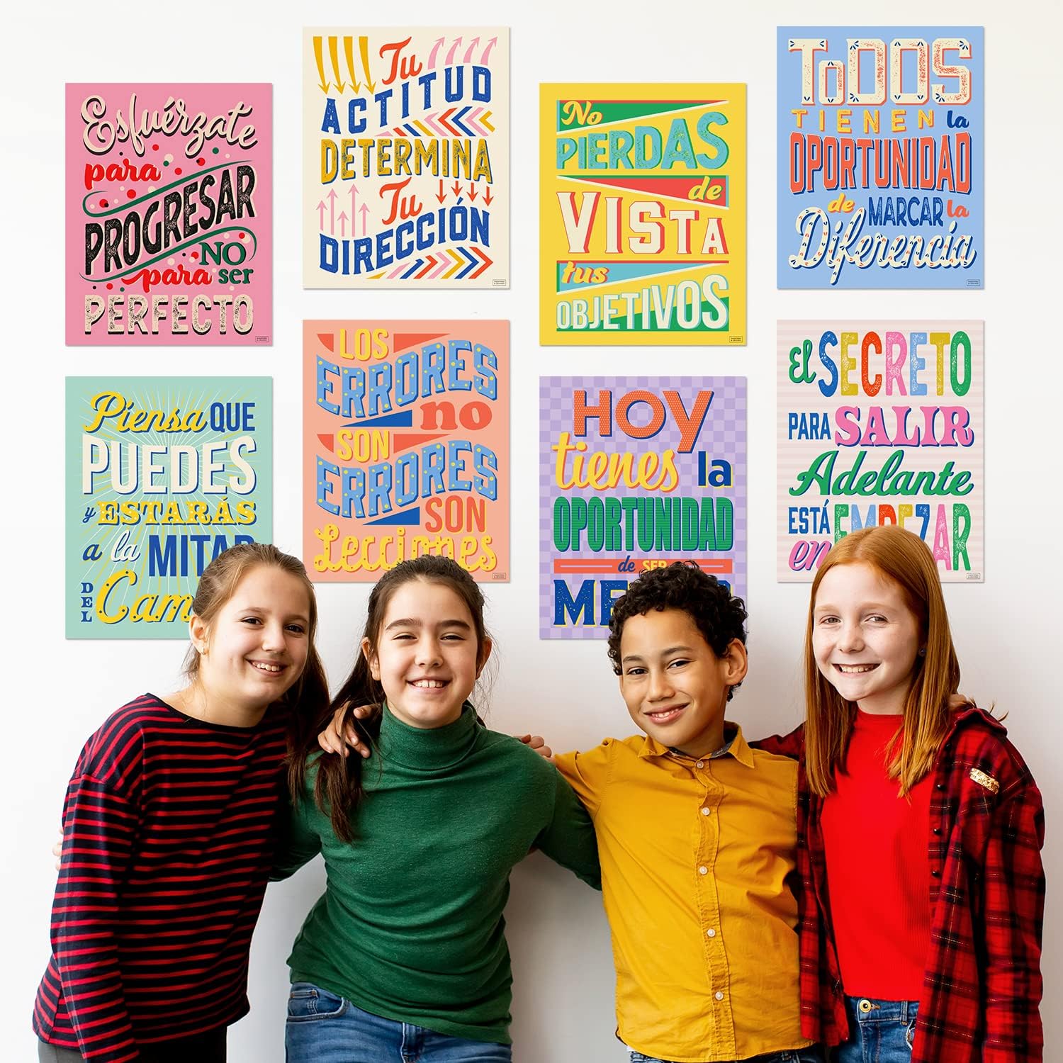 Juego de 8 carteles motivacionales en español y letras BIENVENIDOS para ...