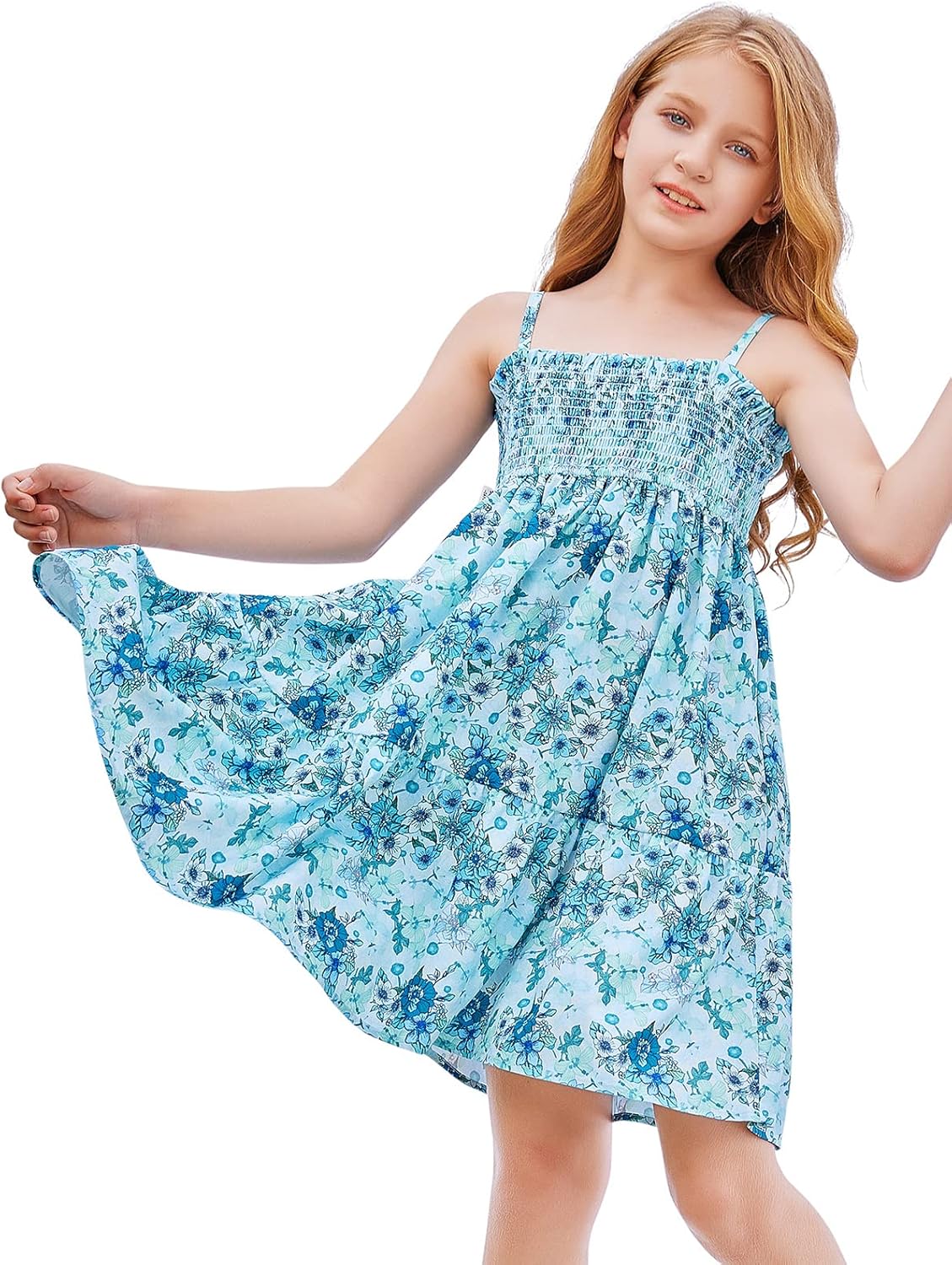 Amazon.com: Quedoris Girls Summer Dresses Spaghetti Strap Off Shoulder ...