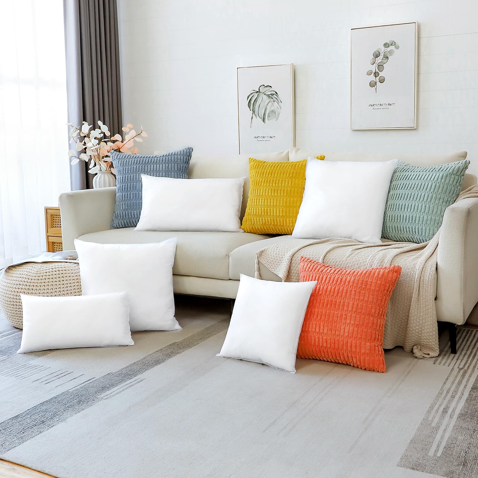 OTOSTAR Set of 4 Pillow Inserts 16x16 Inch, Decorative Square Throw ...