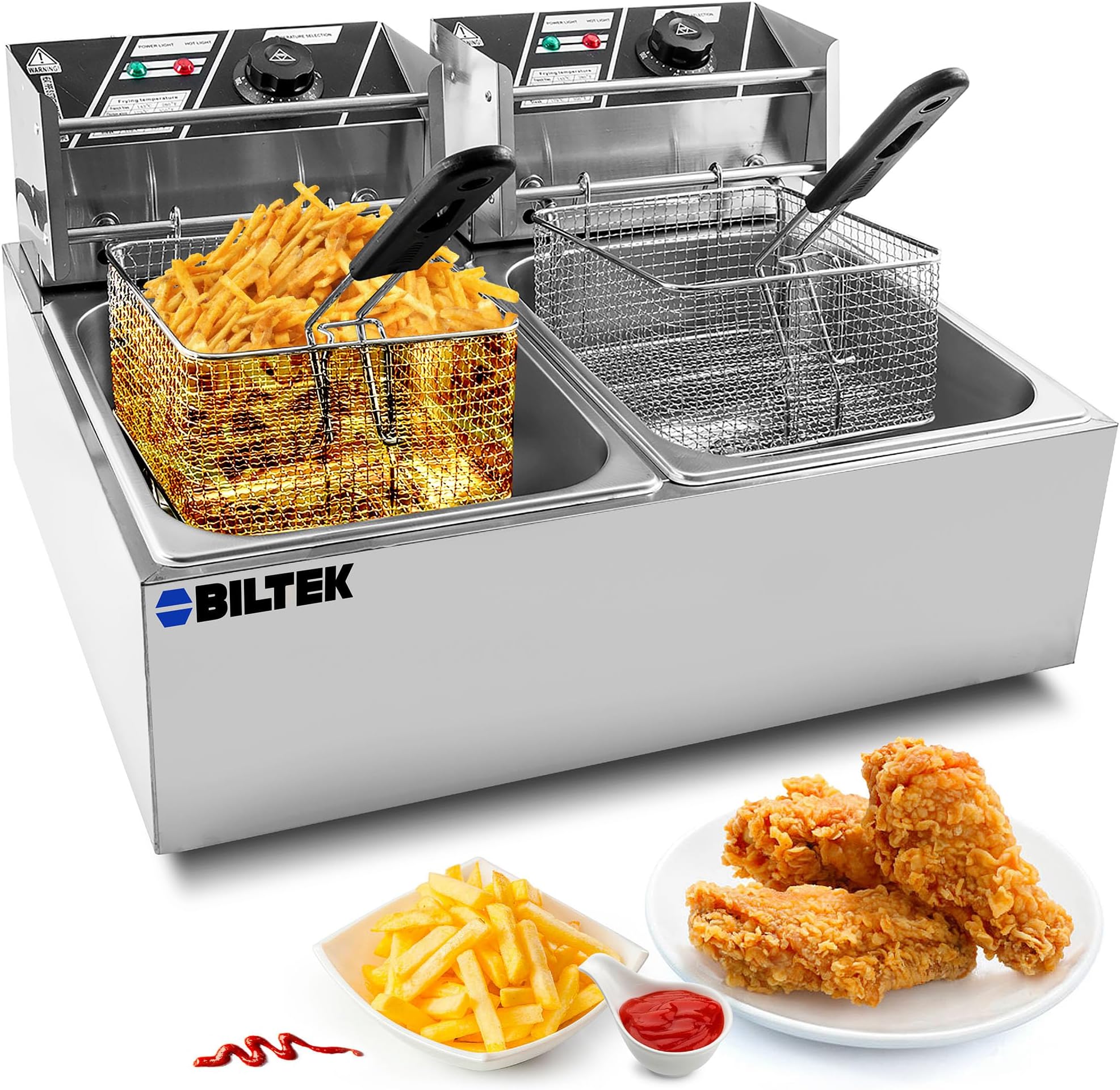 Amazon.com: Biltek Double Deep Fryer with Baskets for Home Use and ...