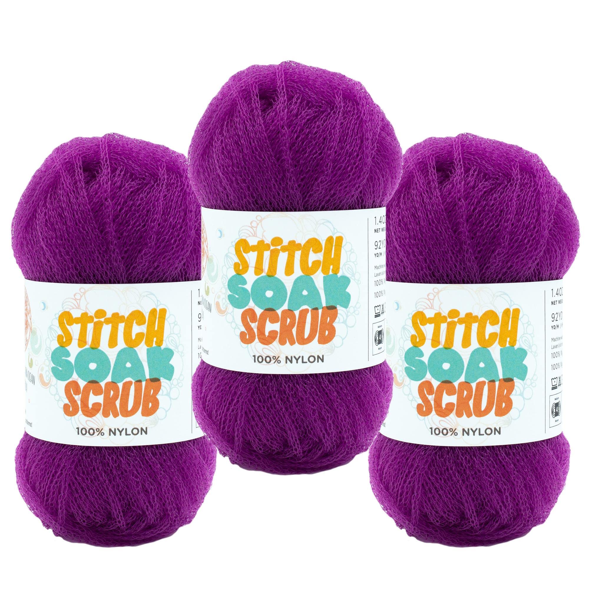 Amazon.com: (3 Pack) Lion Brand Yarn Stitch Soak Scrub Nylon Yarn for ...