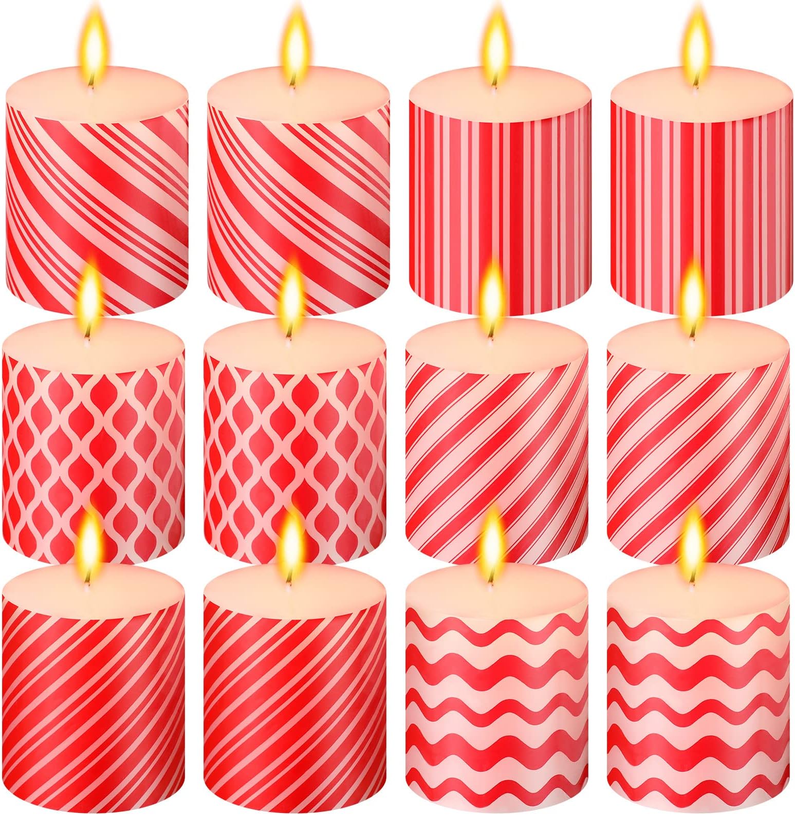 Amazon.com: 12 Pieces Christmas Scented Candy Striped Scented Candles ...
