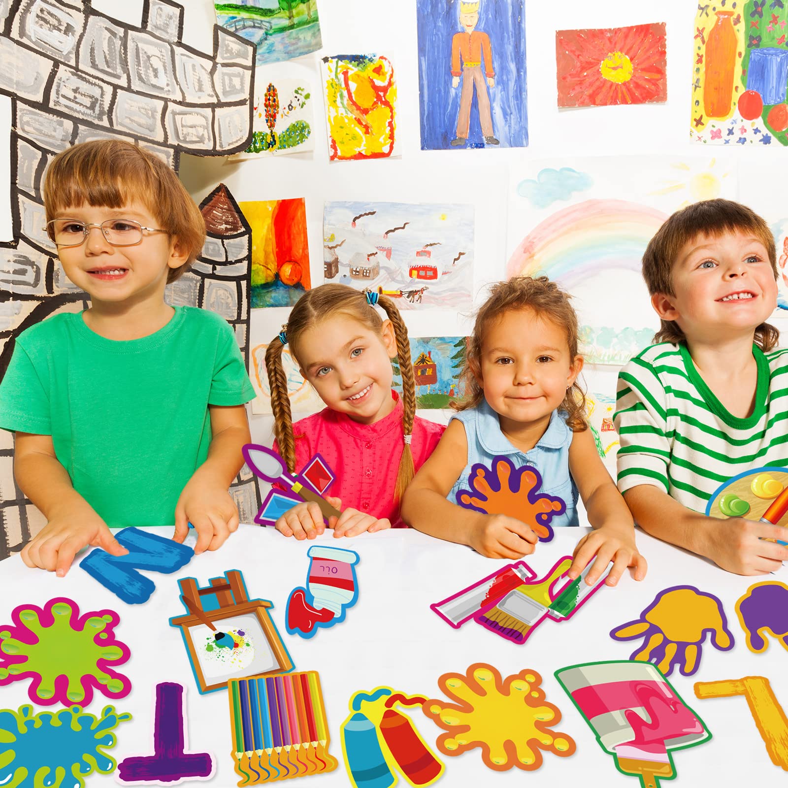 Art Room Decorations For Classroom 56 Pack Paint Splatter Cutouts Art ...