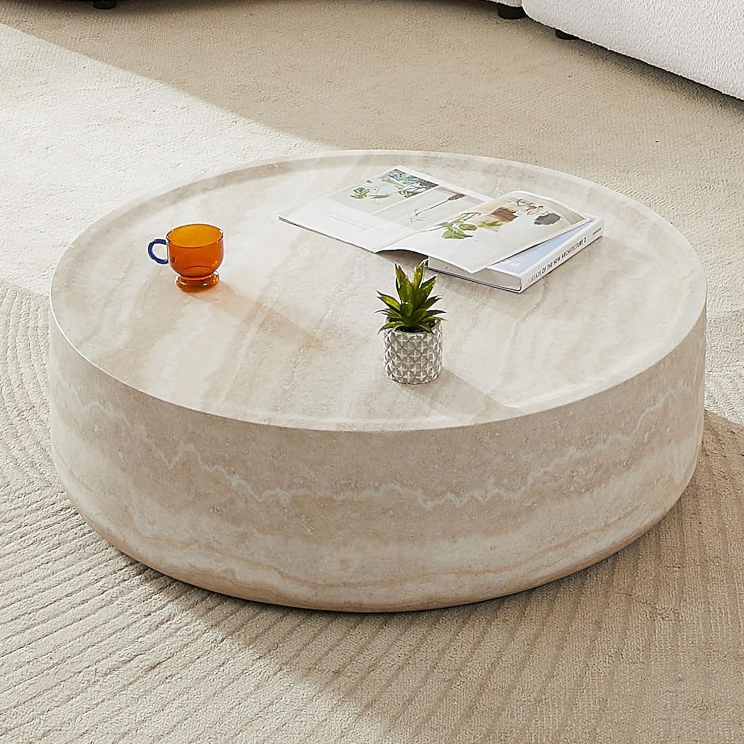 Amazon.com: JURMALYN Round Coffee Table for Living Room Circle Coffee ...