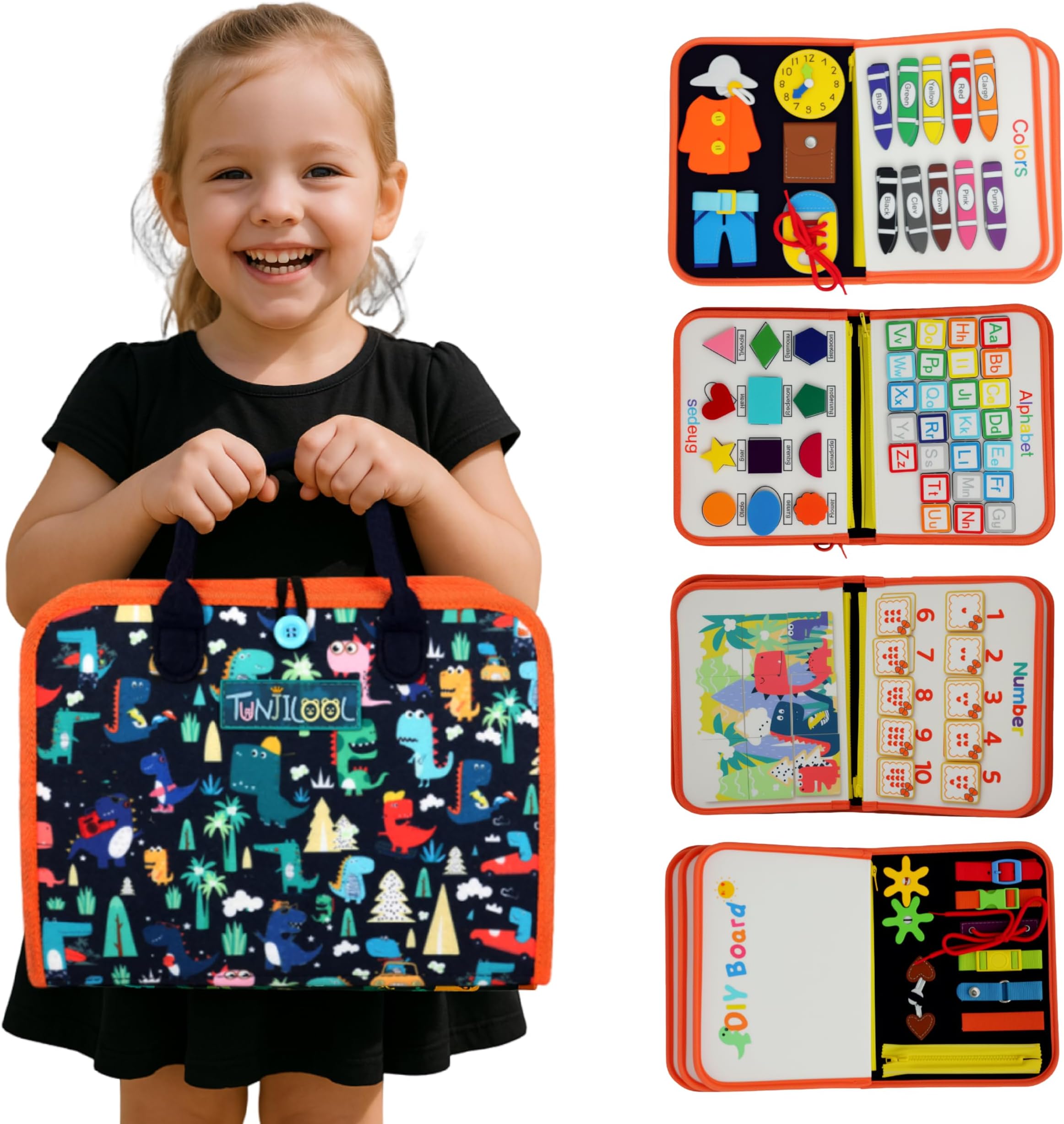 OFIKAL Busy Board Bag for Toddler with Zipper Removable 5 Page, Sensory ...