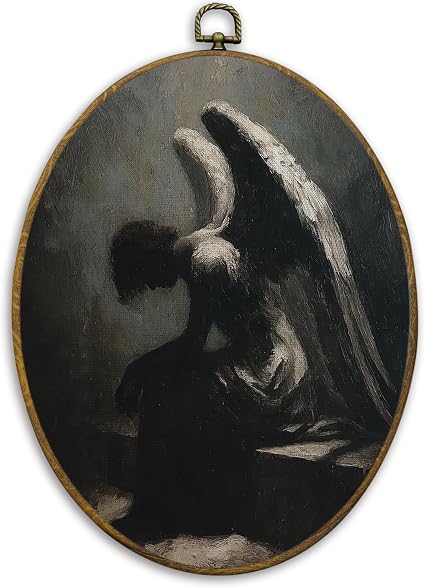 Amazon.com: CUANFDDSF Vintage Halloween Angel Oval Wall Art Decor ...