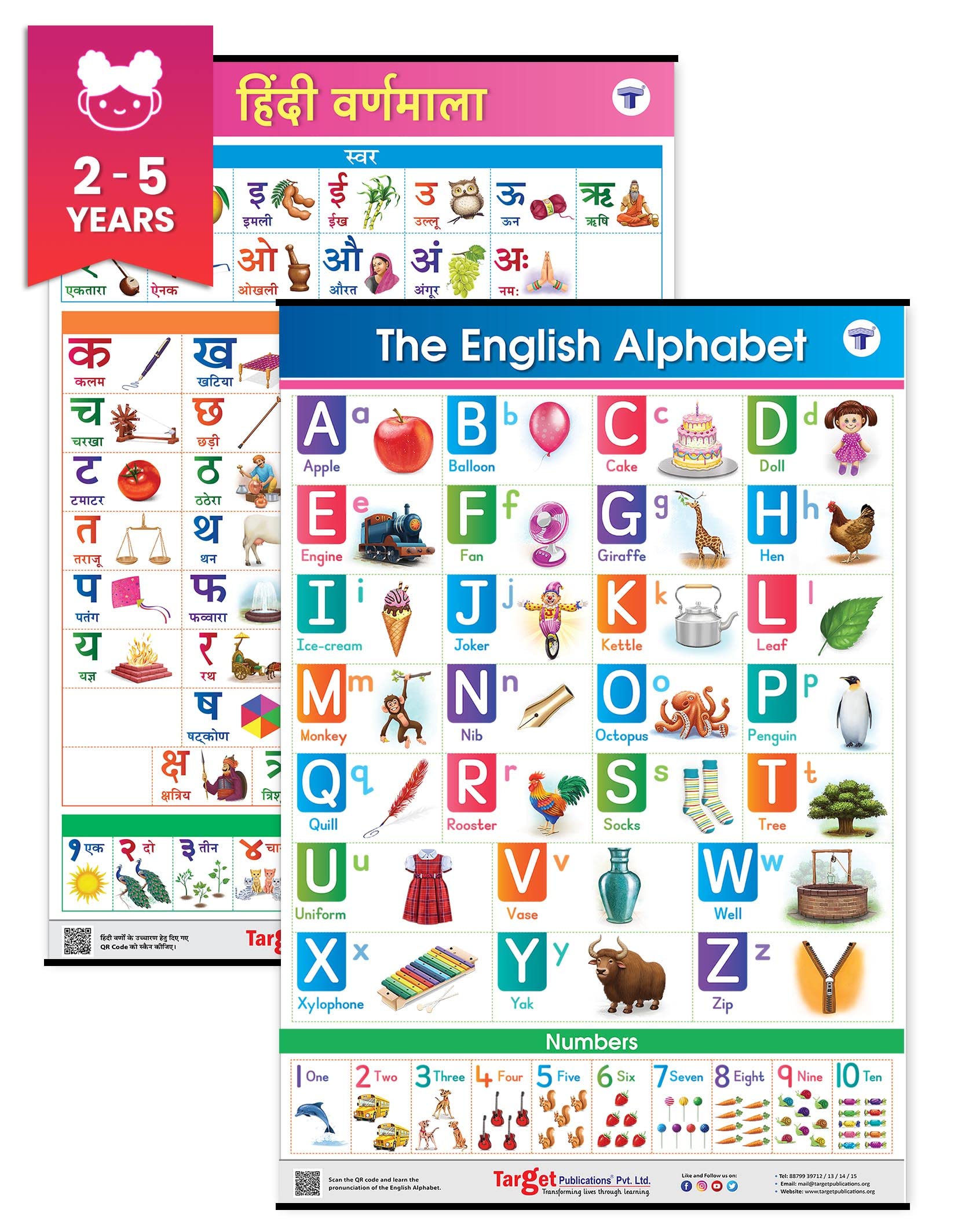 Jumbo English Alphabet And Hindi Varnamala Charts For Kids Also ...