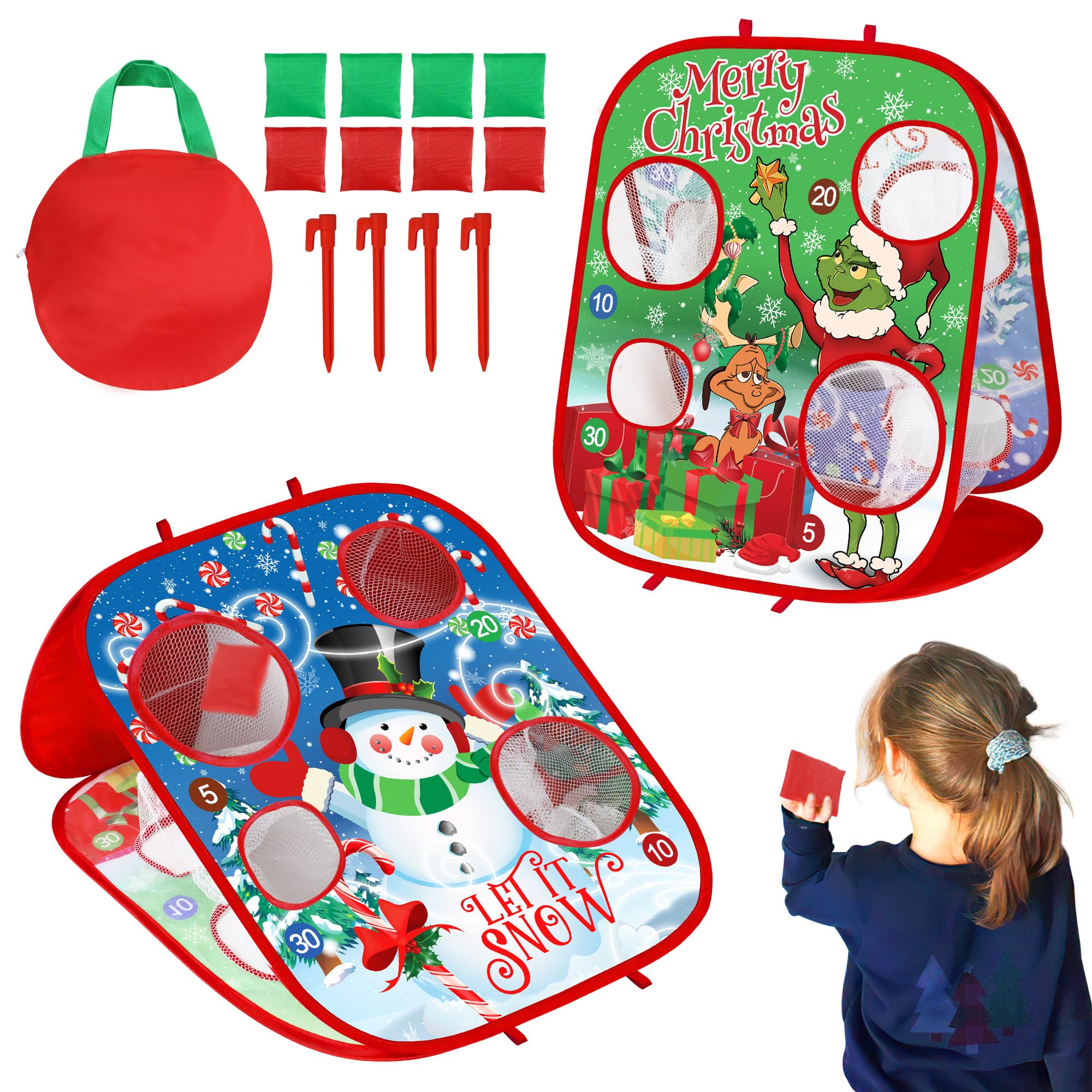 Amazon.com: Christmas Bean Bag Toss Games for Kids, Christmas Party ...