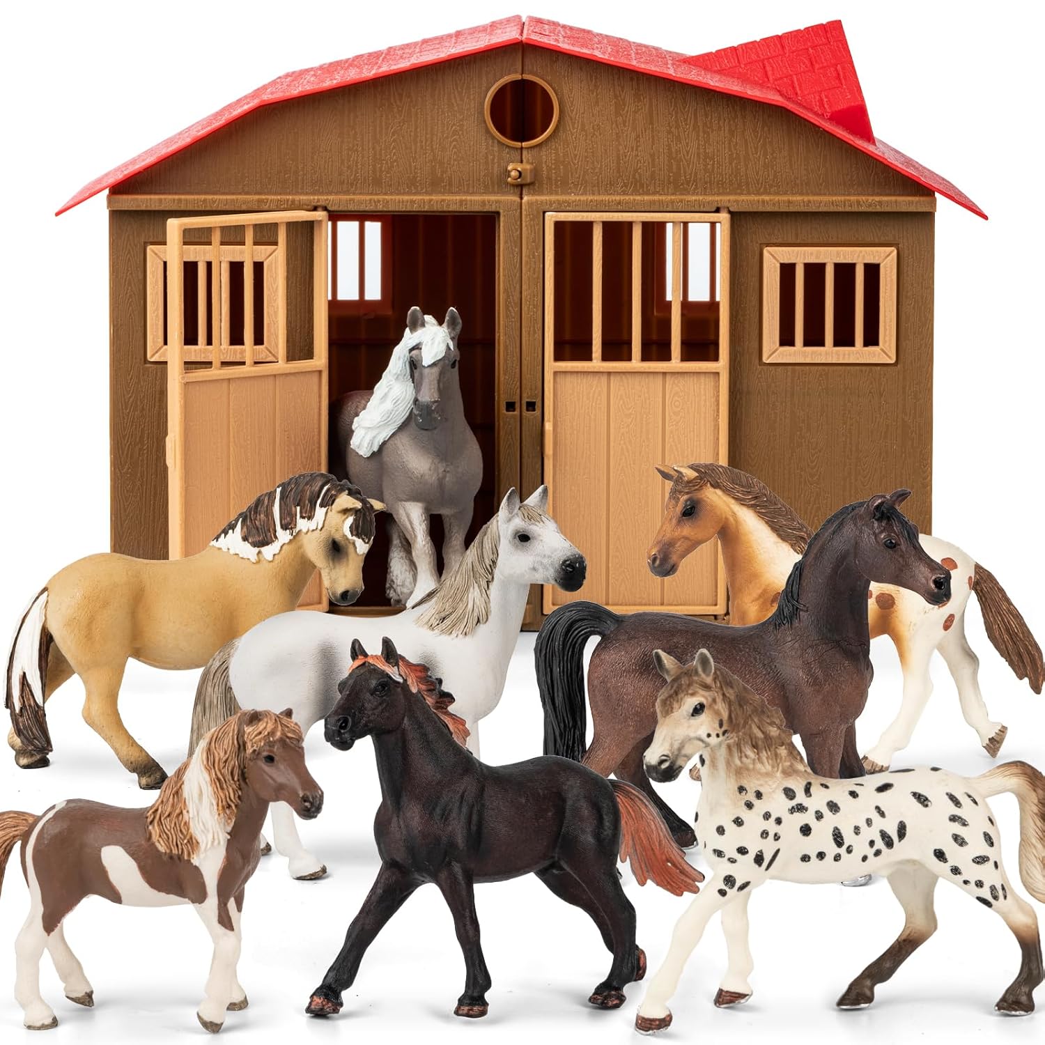 Buy TikOnsYol 8 in 1 Horse Toy Set for Girls 6-12, 8 Pcs Realistic 5 ...