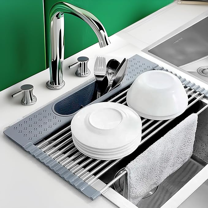 Maxter Scolapiatti da Appoggio Pieghevole in Acciaio Inossidabile 44 x ...