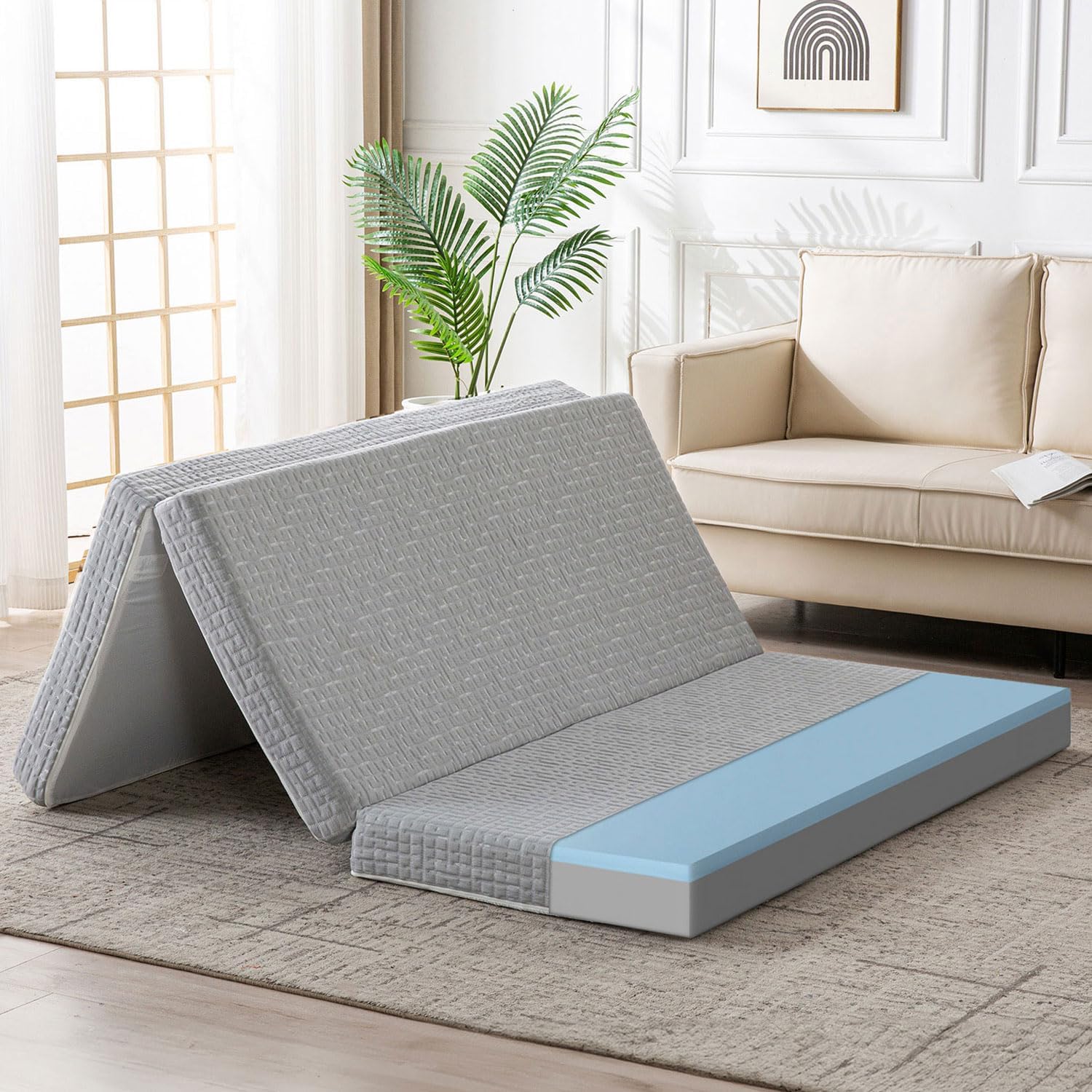 Amazon.com: Wellos Foldable Mattress, 4 Inch Memory Foam Guest Floor ...