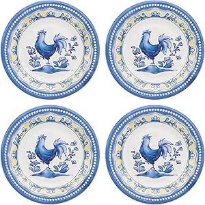 Amazon.com | UP UPware Blue Rooster Melamine Round Dessert Plates ...
