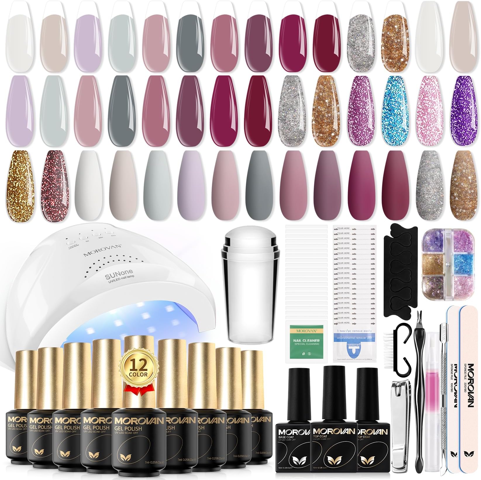 Amazon.com : Morovan Gel Nail Polish Kit: 12 Colors Gel Nail Polish Set ...