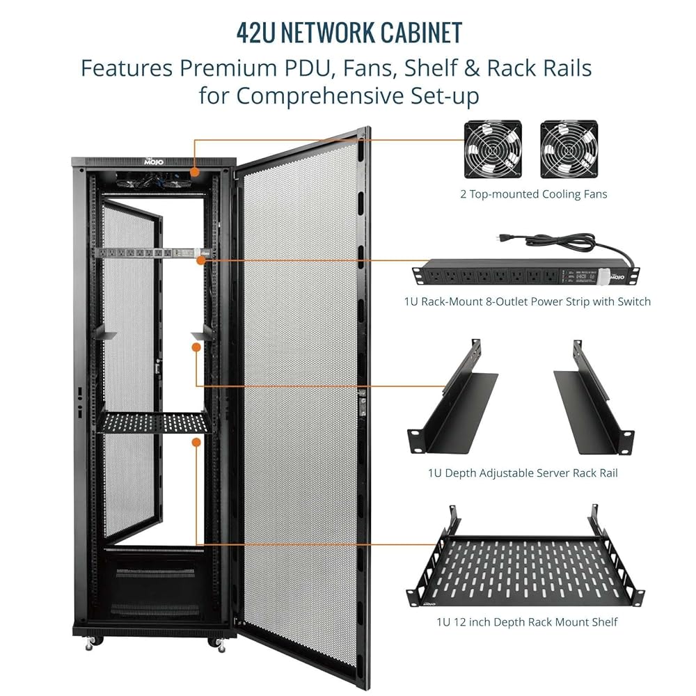 42U Server Rack Network Cabinet with PDU, Cooling Philippines | Ubuy