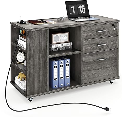 Amazon.com: YITAHOME File Cabinet with Charging Station, 3 Drawer ...