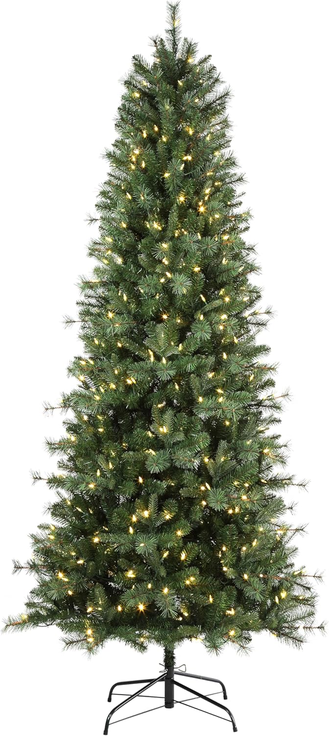 Amazon.com: Haute Decor 7.5 Ft. Grand Bank PE Slim Christmas Tree with ...
