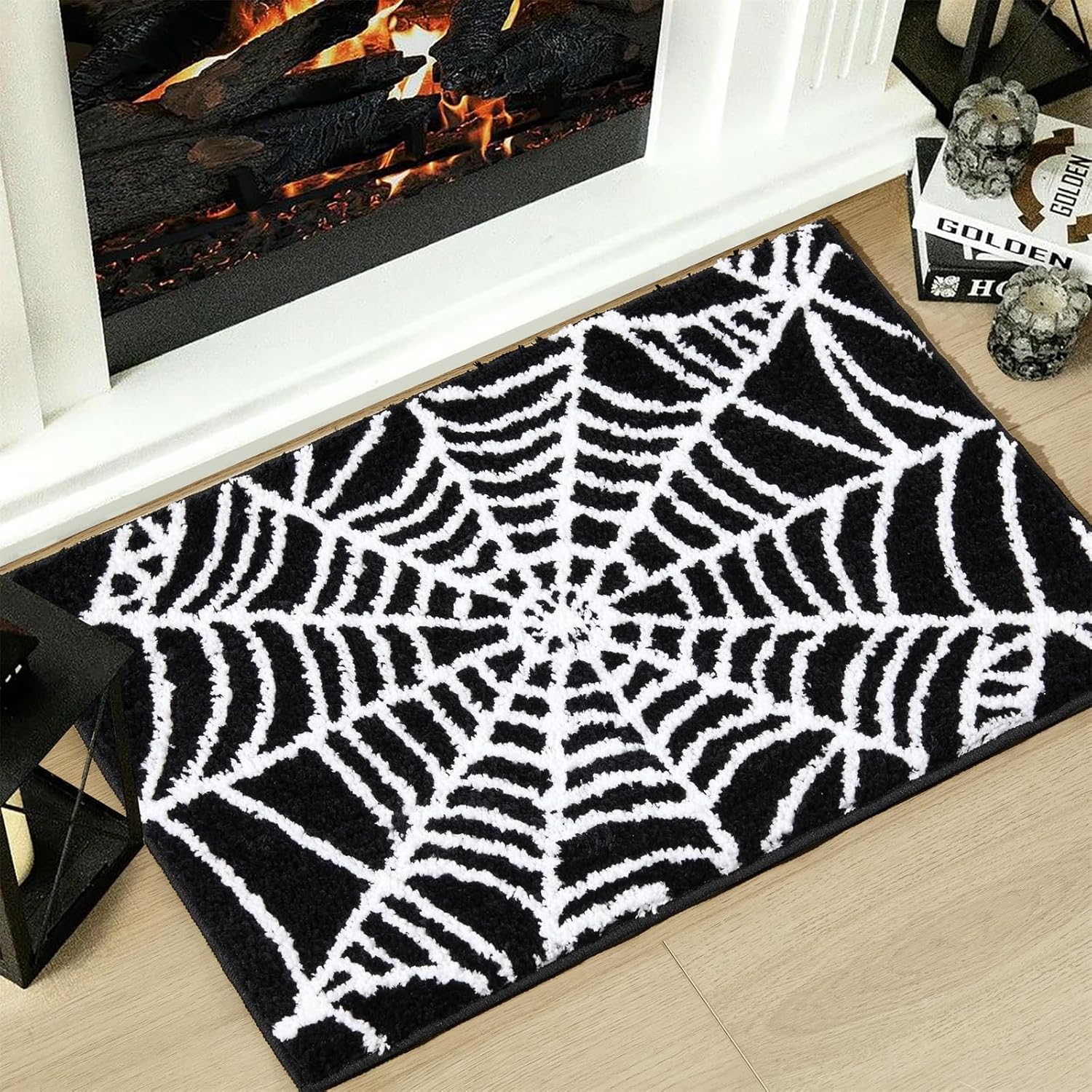 Amazon.com: Estmy Black Gothic Rug Spider Web Indoor Doormat Halloween ...