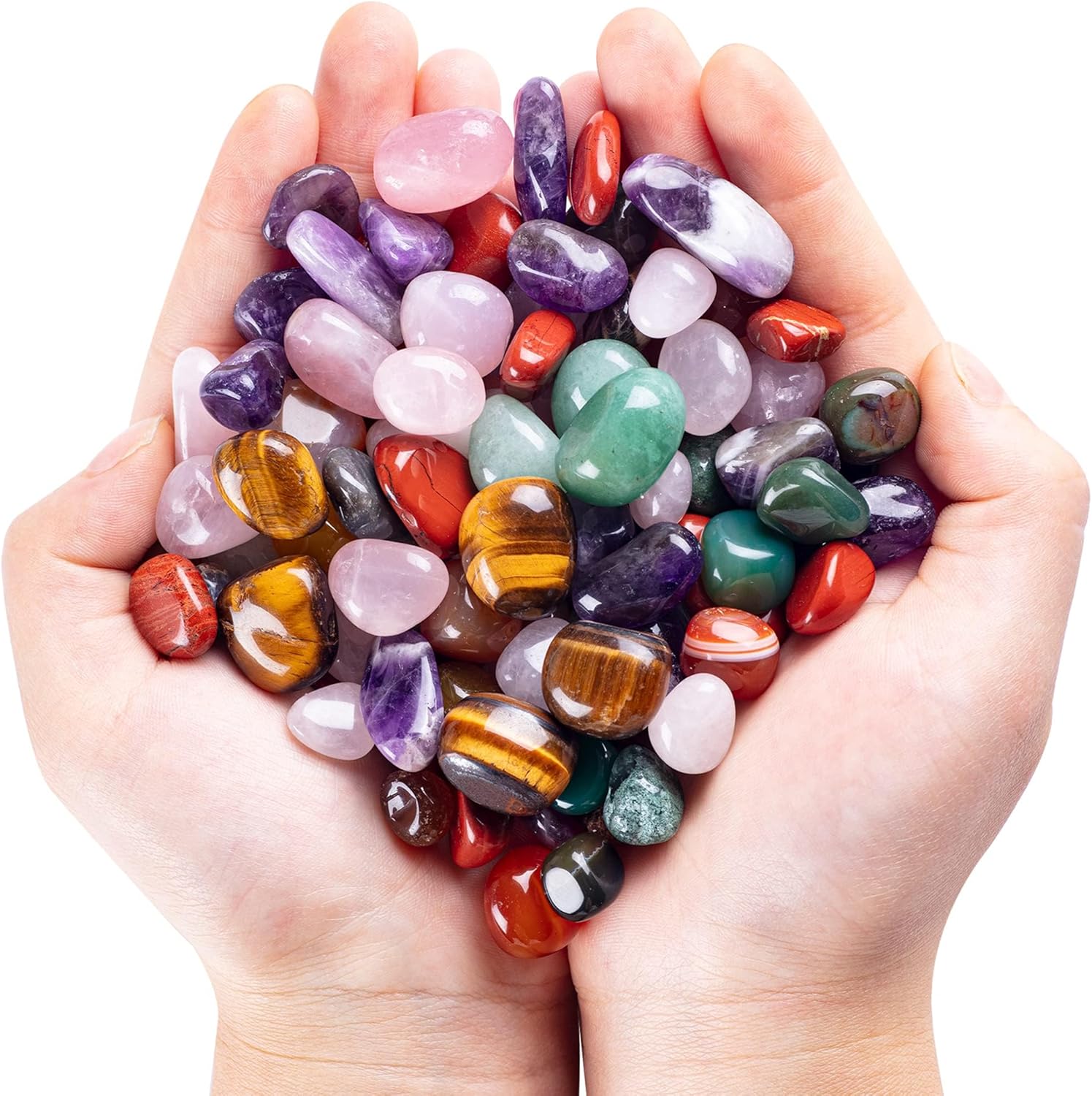 Amazon.com: FORBY 3lb Natural Bulk Assorted Tumbled Polished Stones ...
