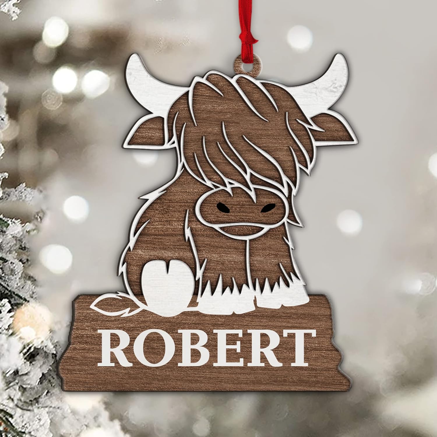 Amazon.com: Personalized Highland Cow Ornament - Christmas Funny Gift ...