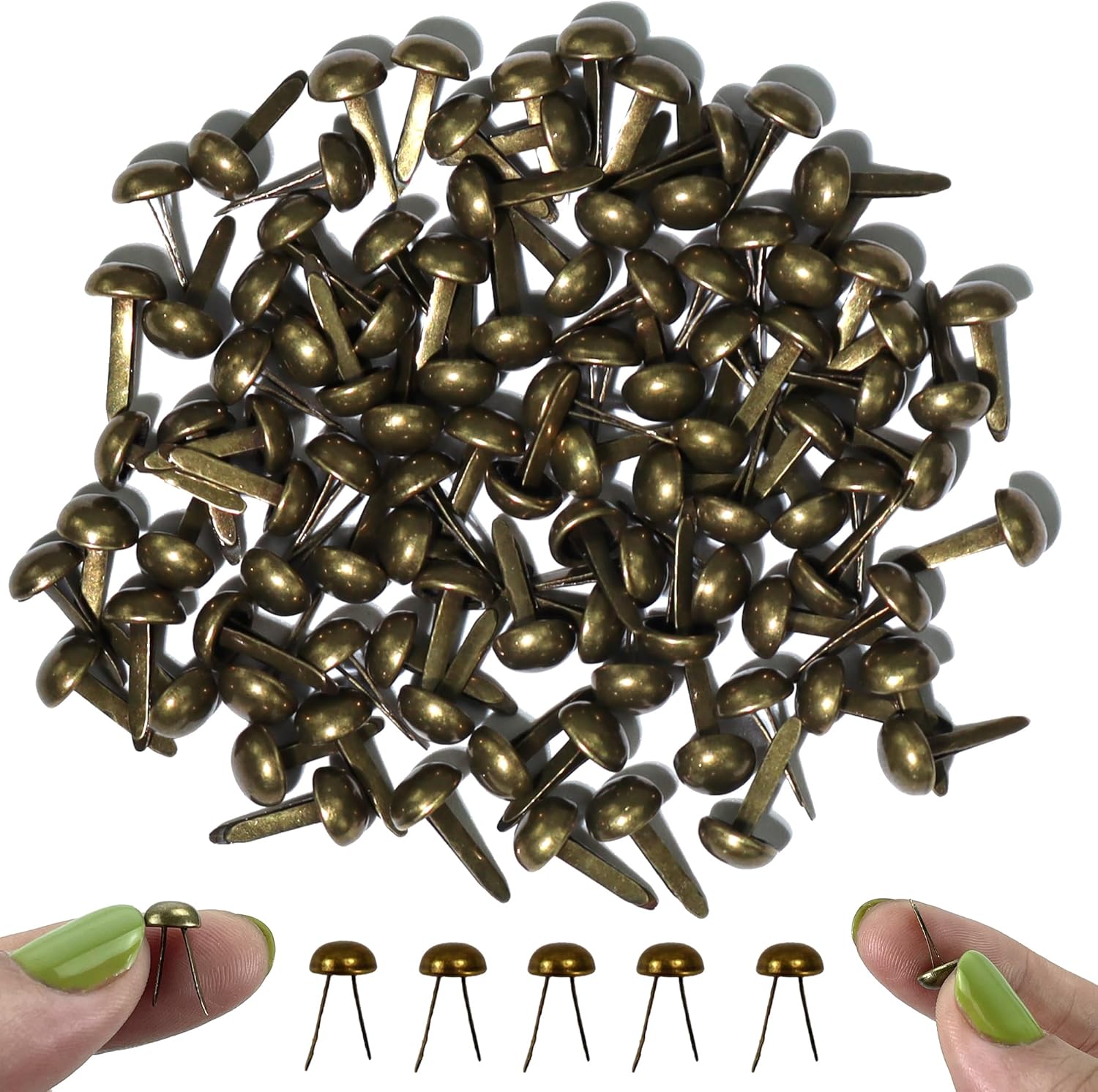 Amazon.com: Paper Fasteners 100pcs for Crafts Small Metal Brass Brads DIY Button Bronze Mini ...