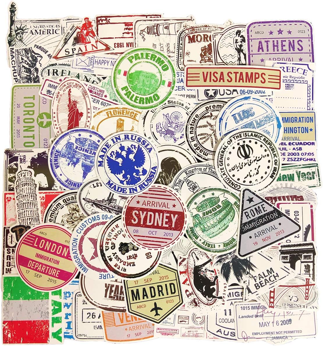 Amazon.com: ONESHAW 60-Pcs Vintage Travel Stickers Pack Waterproof ...
