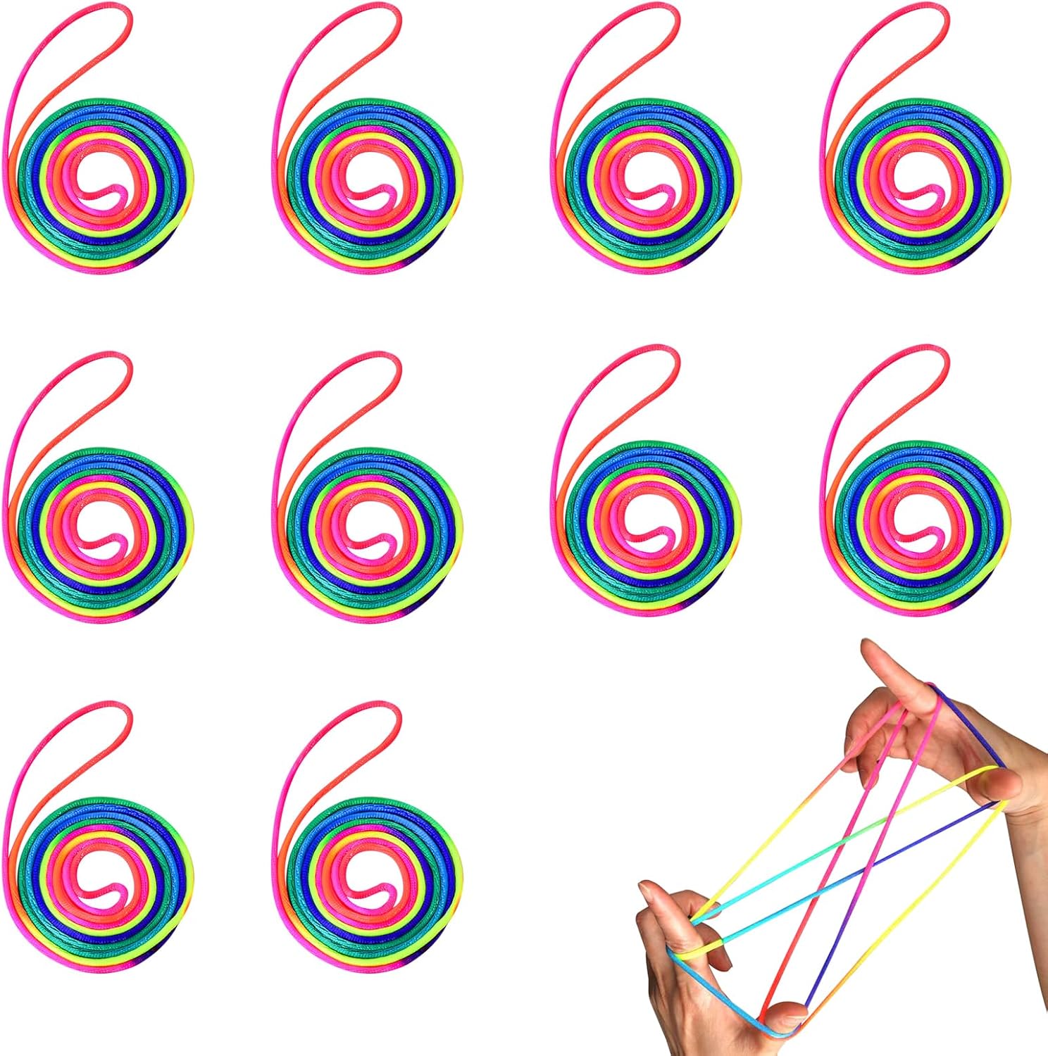 Amazon.com: QoTang 24 PCS Cats Cradle String, Rainbow Color String Hand ...