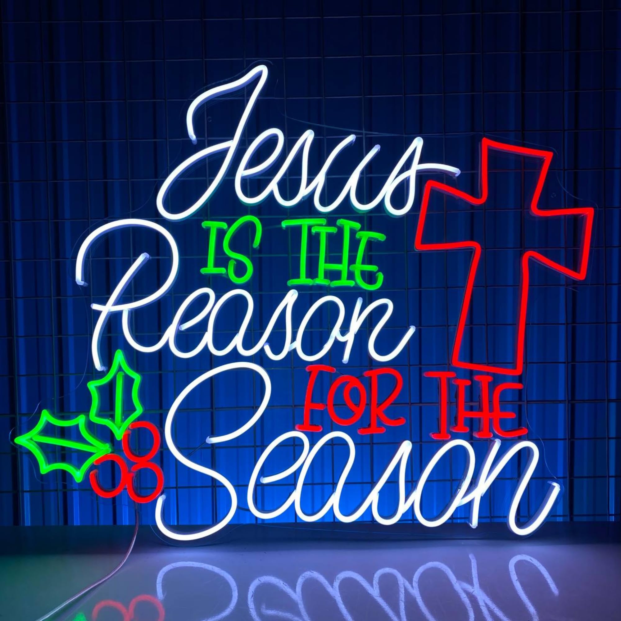 Amazon.com : Craftnamesign Jesus Is The Reason for The Season Neon Sign ...