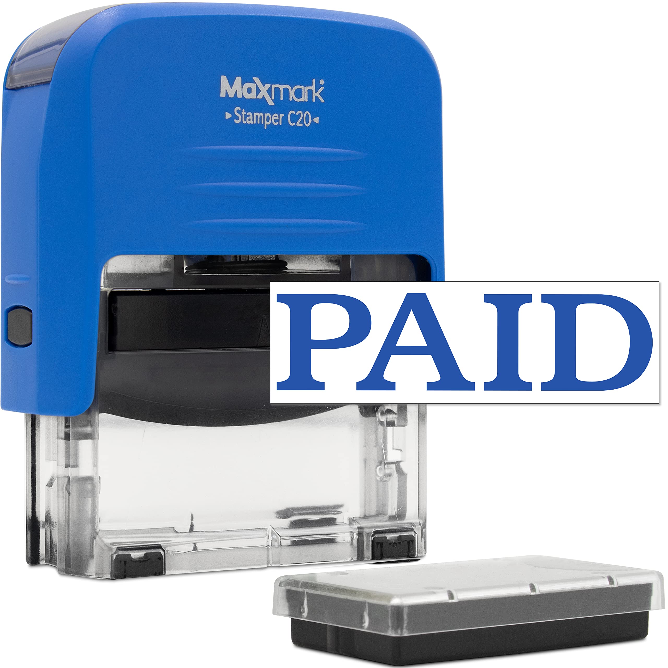 Amazon.com : Paid Self Inking Stamp, Printer 20 with 2 Pads - Blue Ink ...