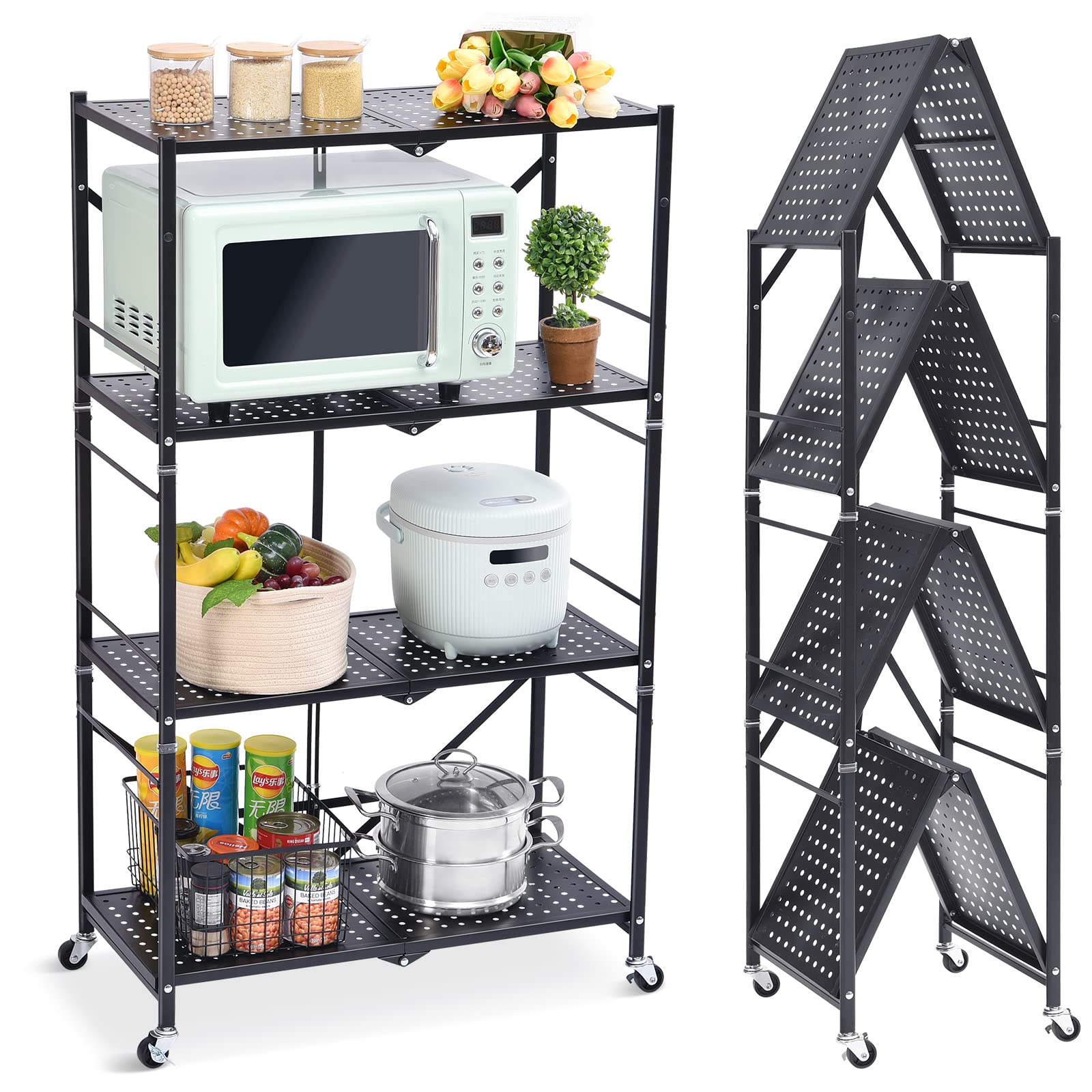 Snapklik.com : TOOLF 4-Shelf Foldable Storage Shelves
