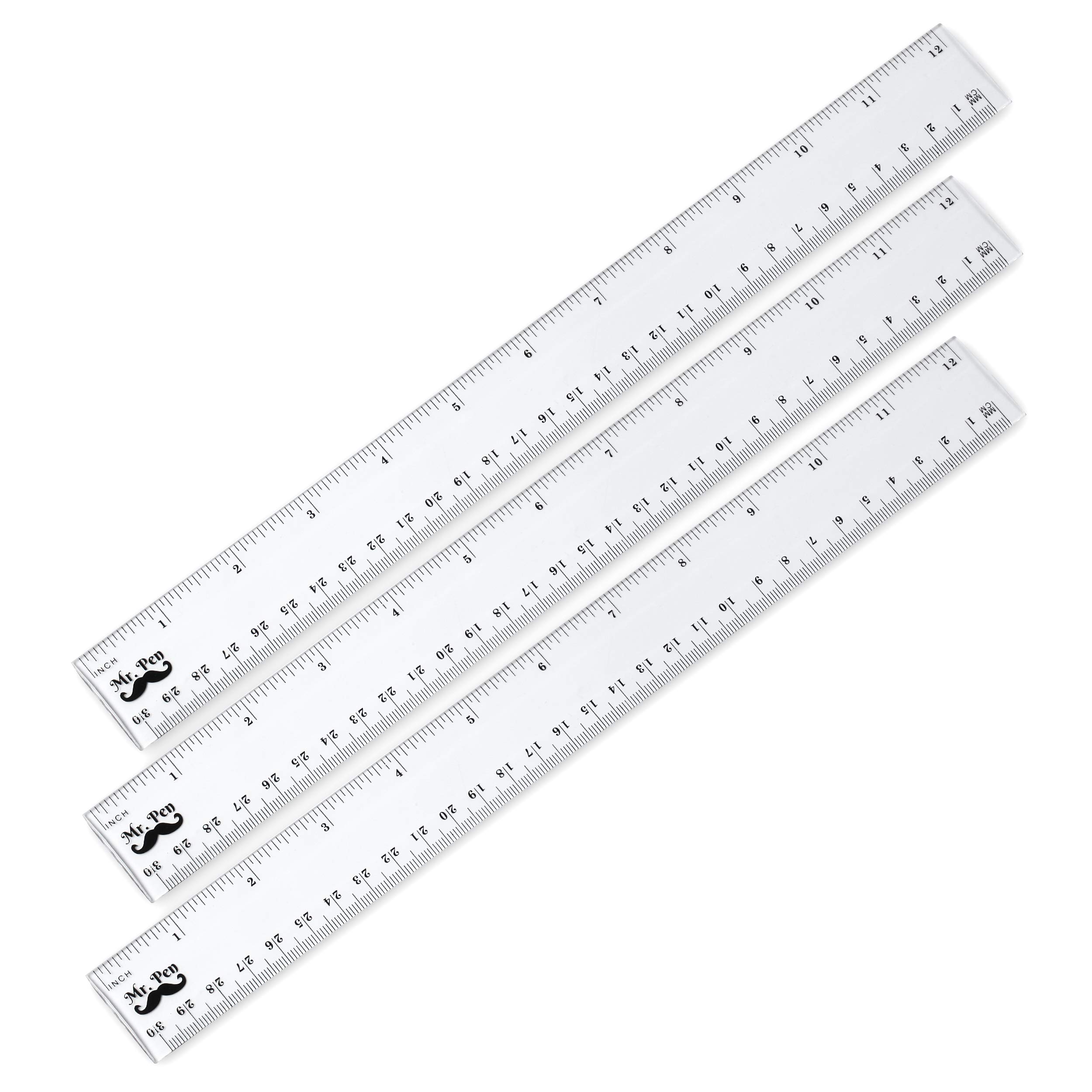 Mr Pen Ruler Rulers 12 Inch Pack Of 3 Clear Ruler Plastic Ruler